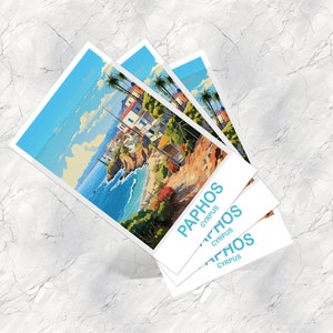 Paphos Cyrprus Travel Postcard Art, Cyprus Travel Art, Paphos Postcard ...