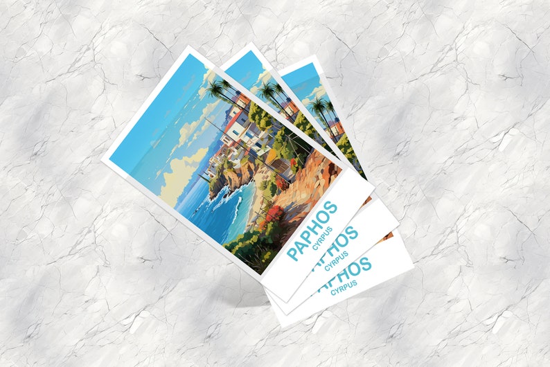 Paphos Cyrprus Travel Postcard Art, Cyprus Travel Art, Paphos Postcard ...