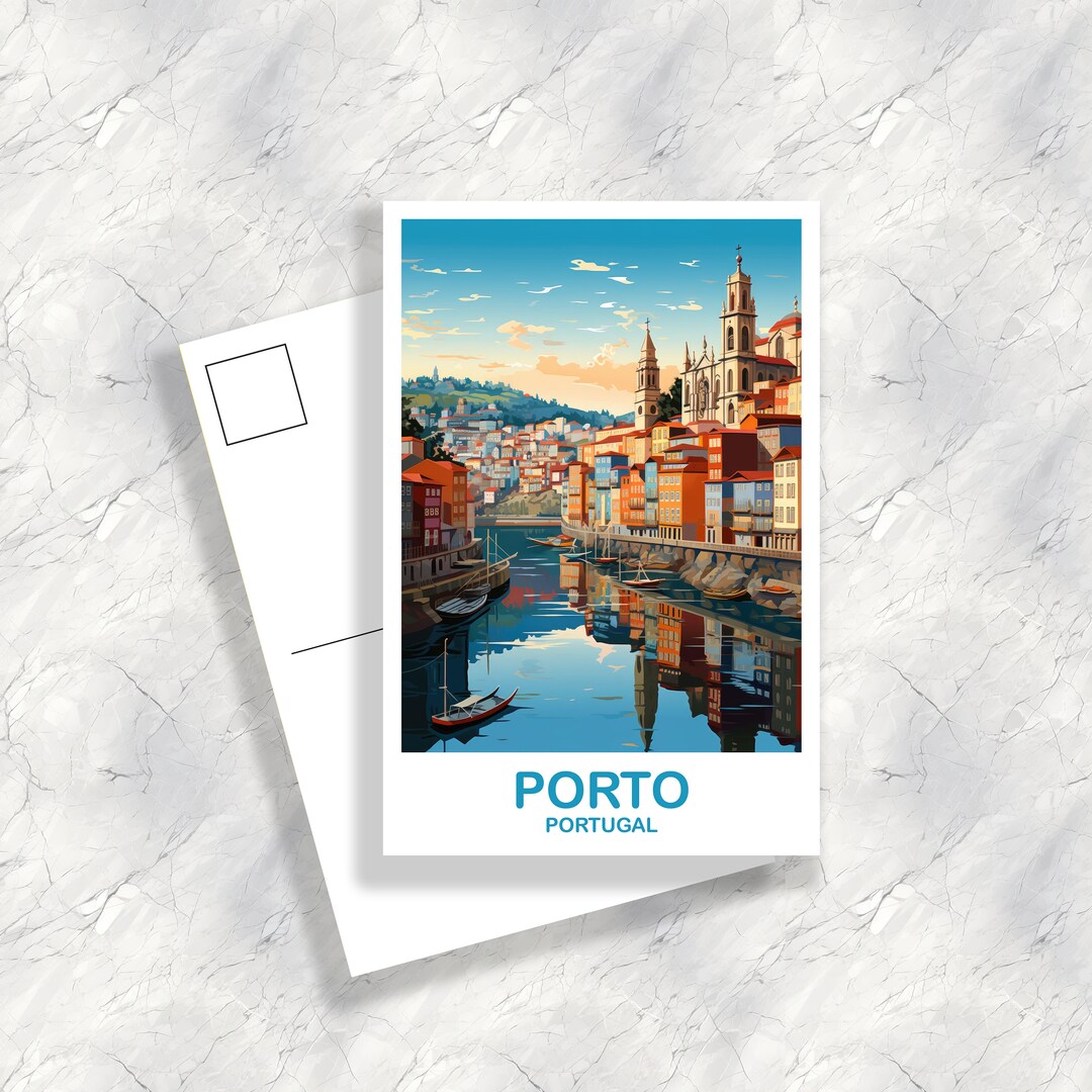 Porto Travel Postcard Art, Portugal Travel Art, Porto Art Postcard ...