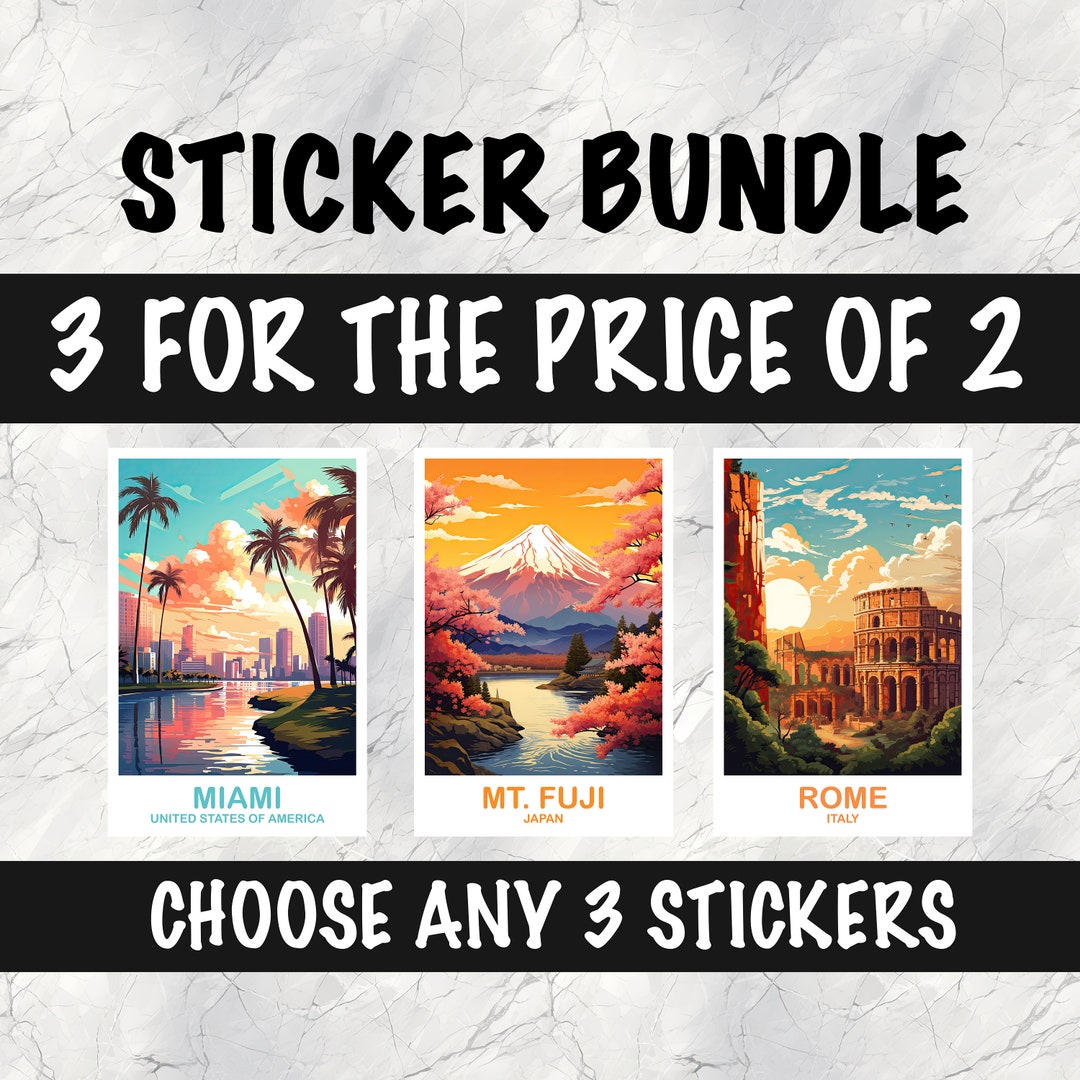 3 Custom Travel Stickers, Travel Sticker Set, Three Travel Sticker, Any ...