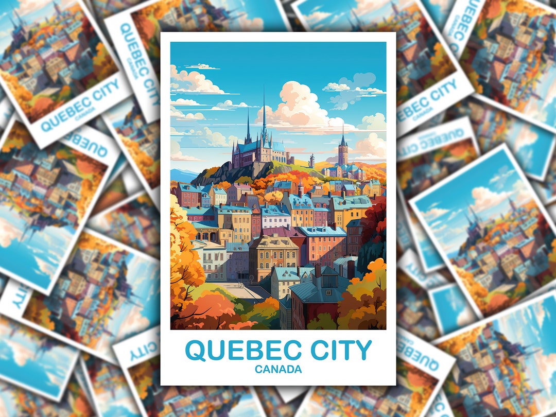 Quebec City Travel Sticker, Quebec Travel Sticker Art, Quebec Sticker ...