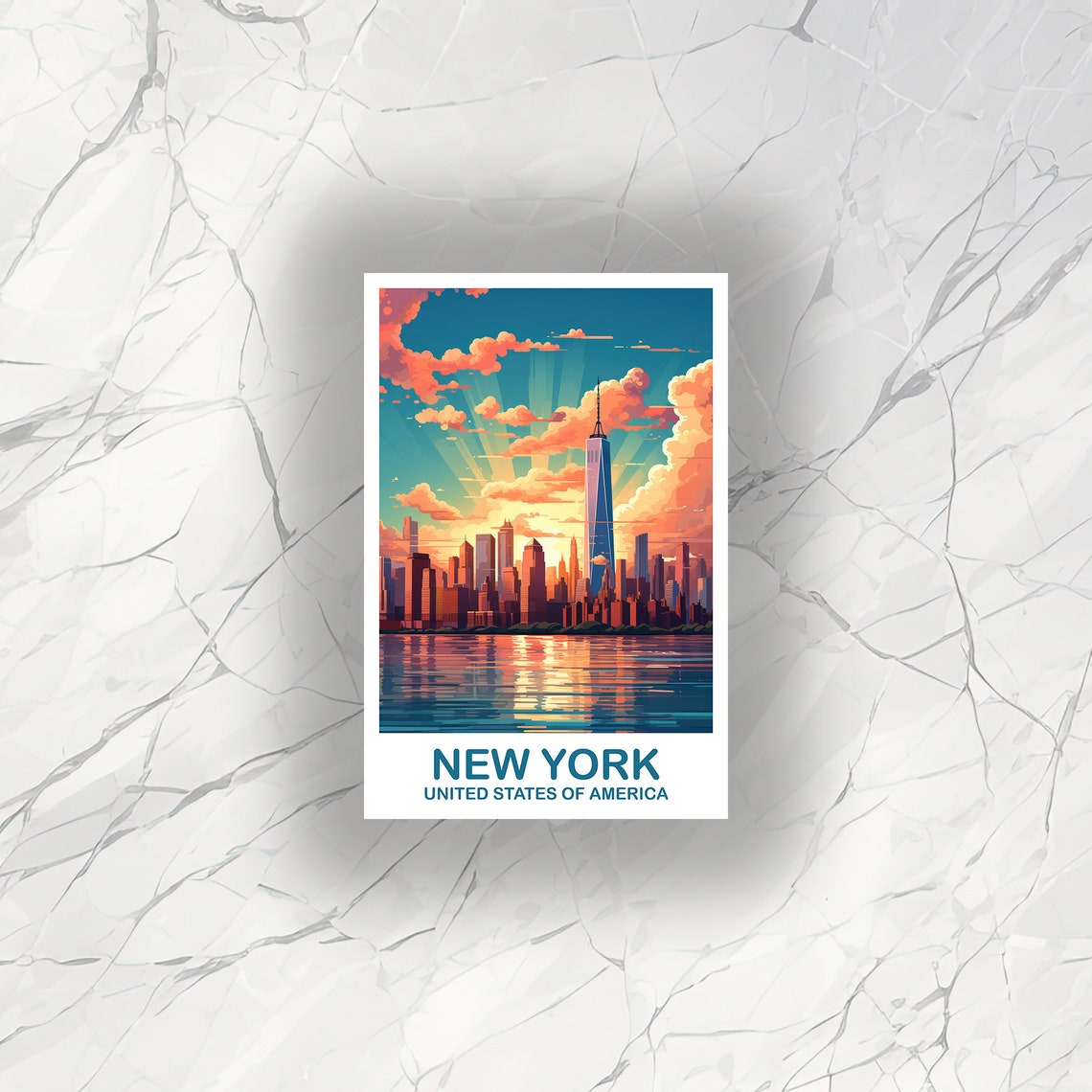 New York Travel Sticker, Manhattan Skyline Sticker, New York Sticker ...
