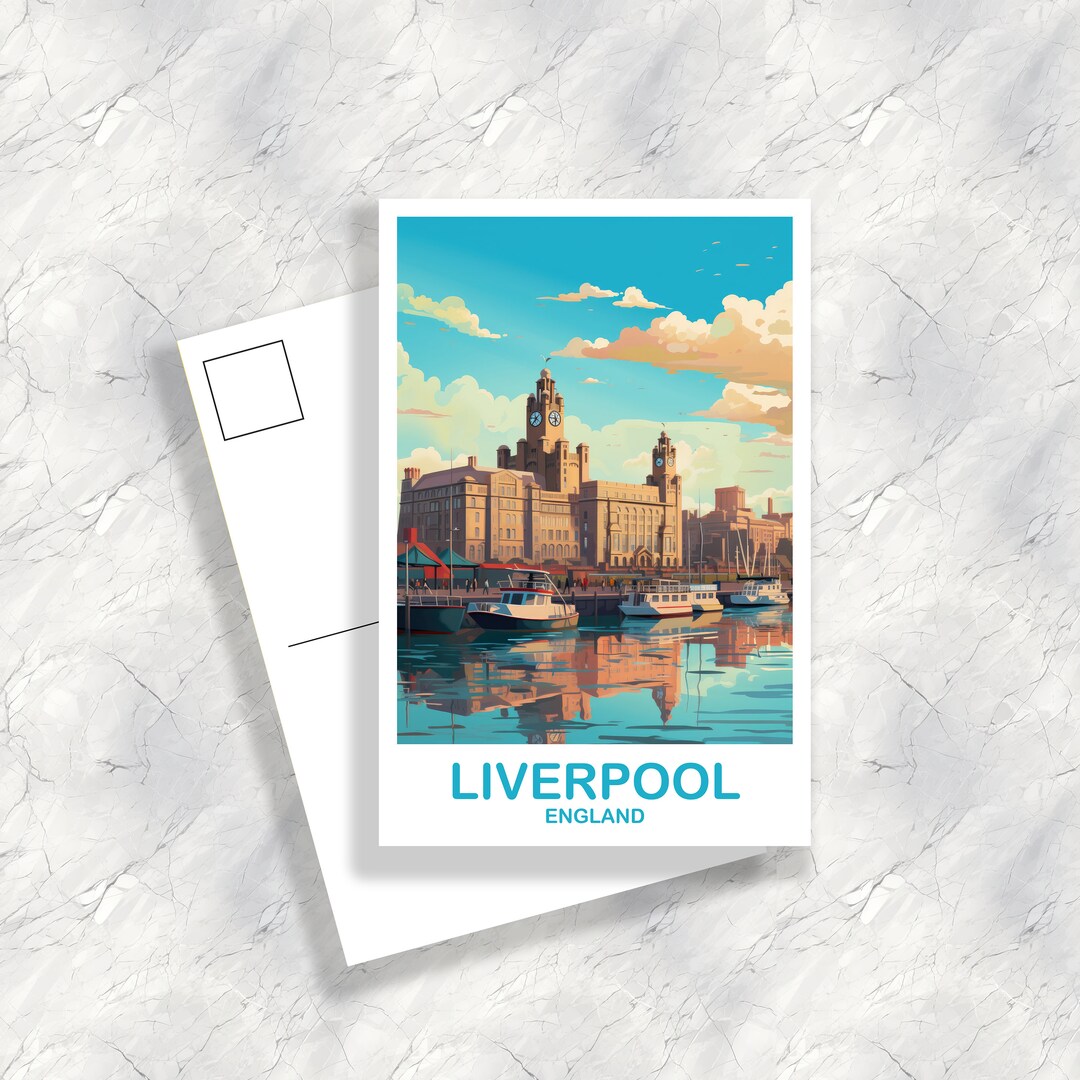 Liverpool Travel Postcard Art, Liverpool Travel Art, Liverpool Postcard ...