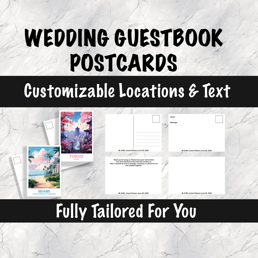 Custom Wedding Guestbook Travel Postcards, Wedding Guestbook Postcards ...
