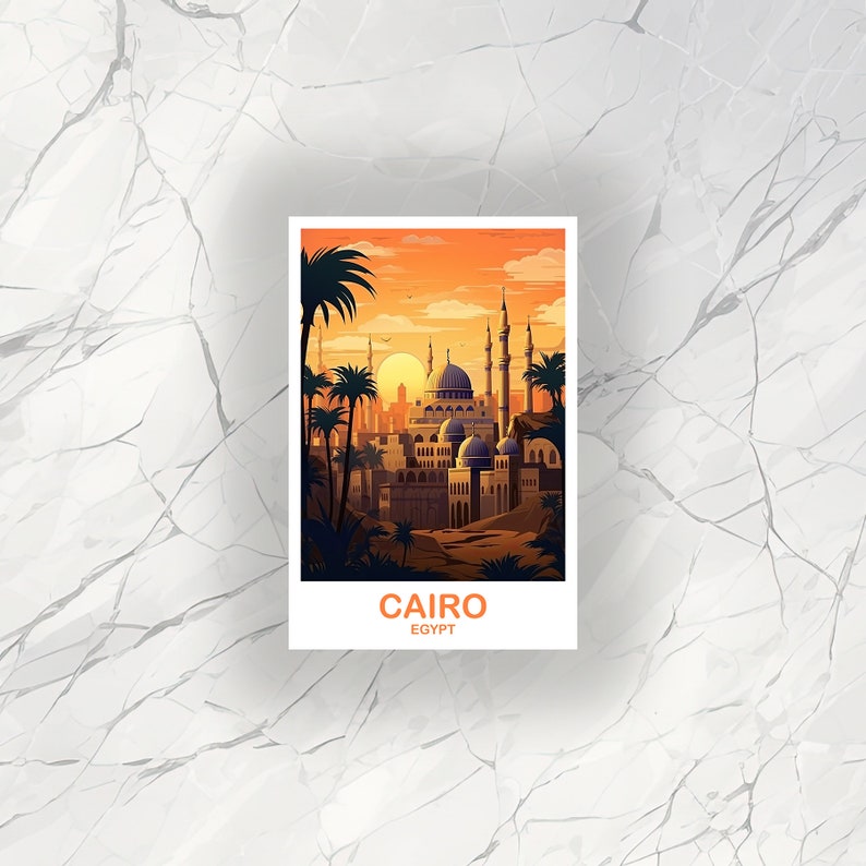 Cairo Travel Sticker Art, Egypt Skyline, Cairo Egypt Sticker Art, City ...