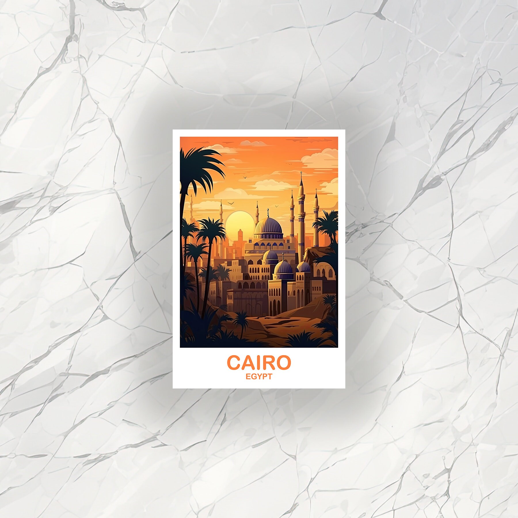 Cairo Travel Sticker Art, Egypt Skyline, Cairo Egypt Sticker Art, City ...