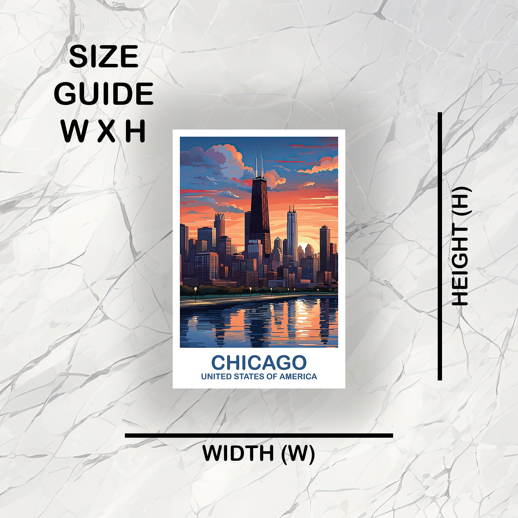 Chicago Travel Sticker Art, Illinois Travel Sticker, City Skyline ...