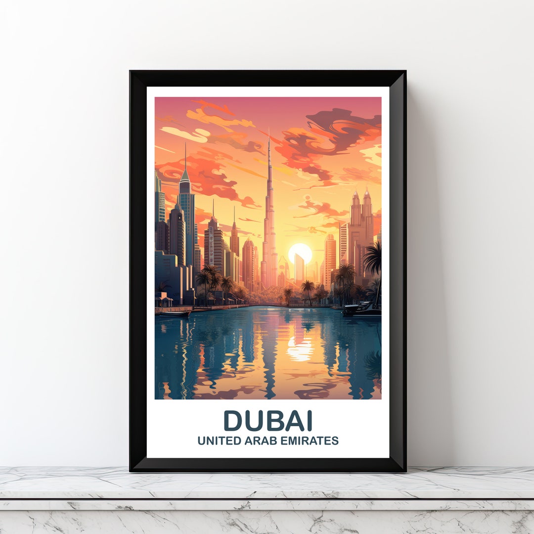 Digital Dubai Travel Wall Art, Dubai Skyline, Dubai Art, City Skyline ...