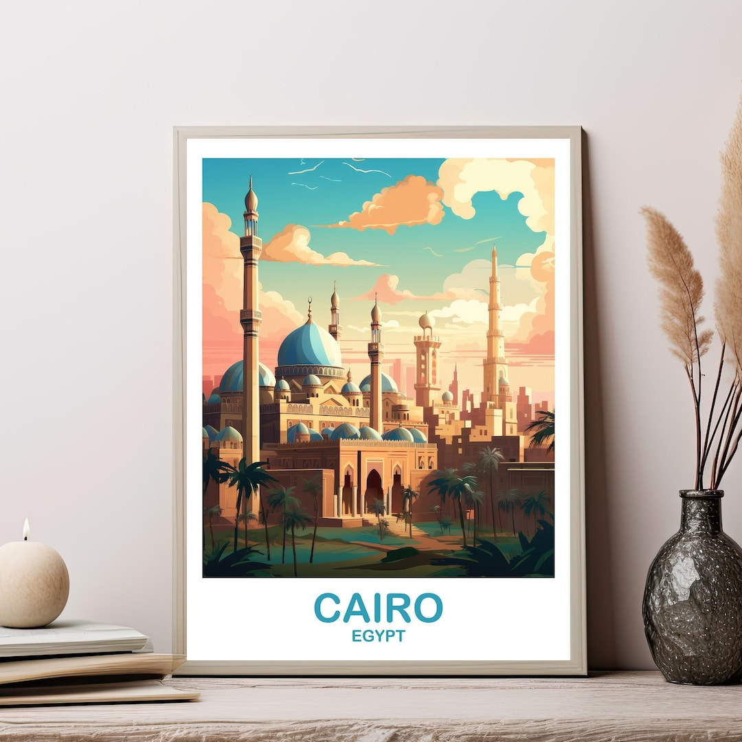 Cairo Travel Wall Art, Egypt Skyline, Cairo Egypt Wall Art Poster, City ...