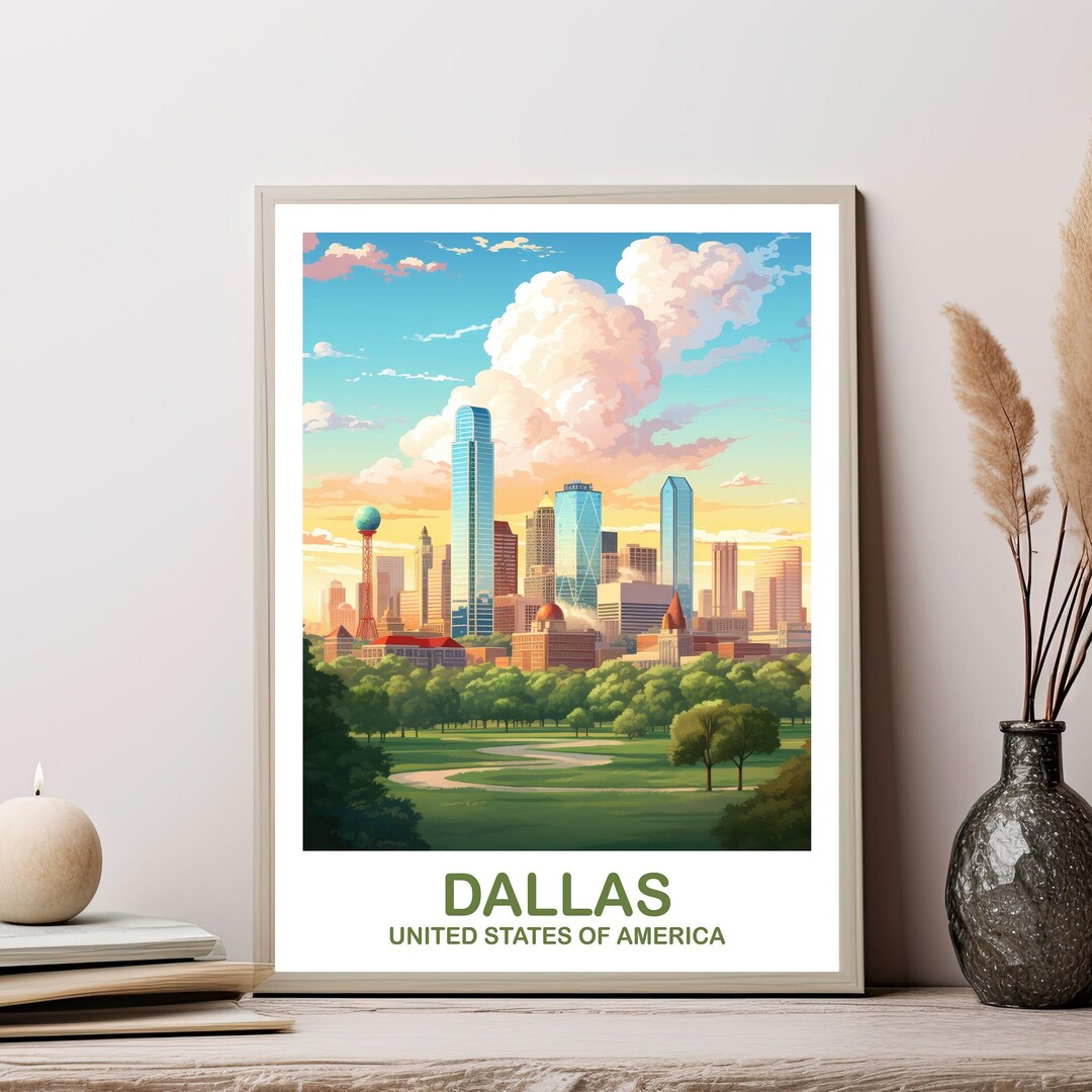 Dallas Texas Travel Poster, Dallas Wall Art, Texas Wall Art, Dallas ...