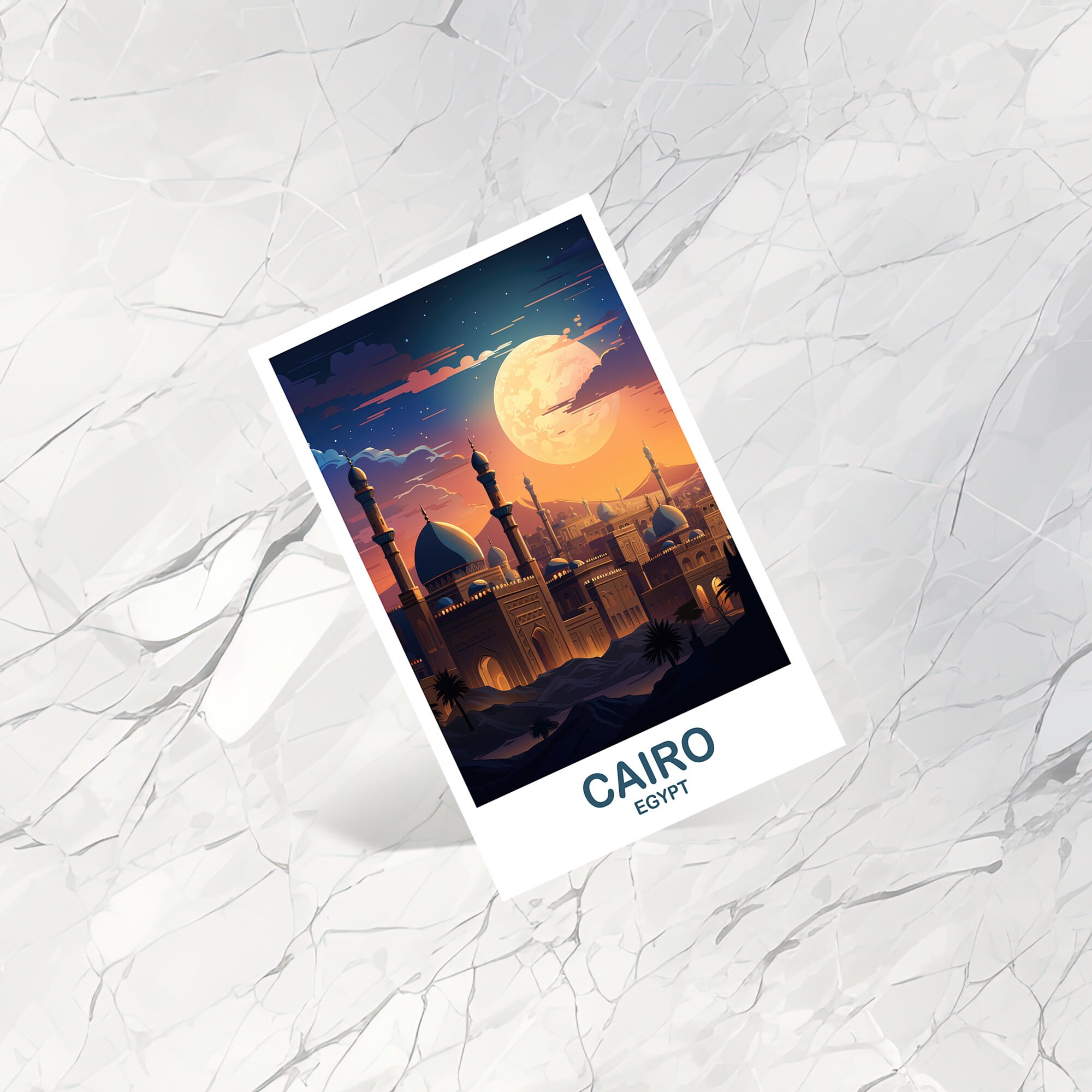Cairo Travel Postcard Art, Egypt Skyline, Cairo Egypt Art Postcard ...