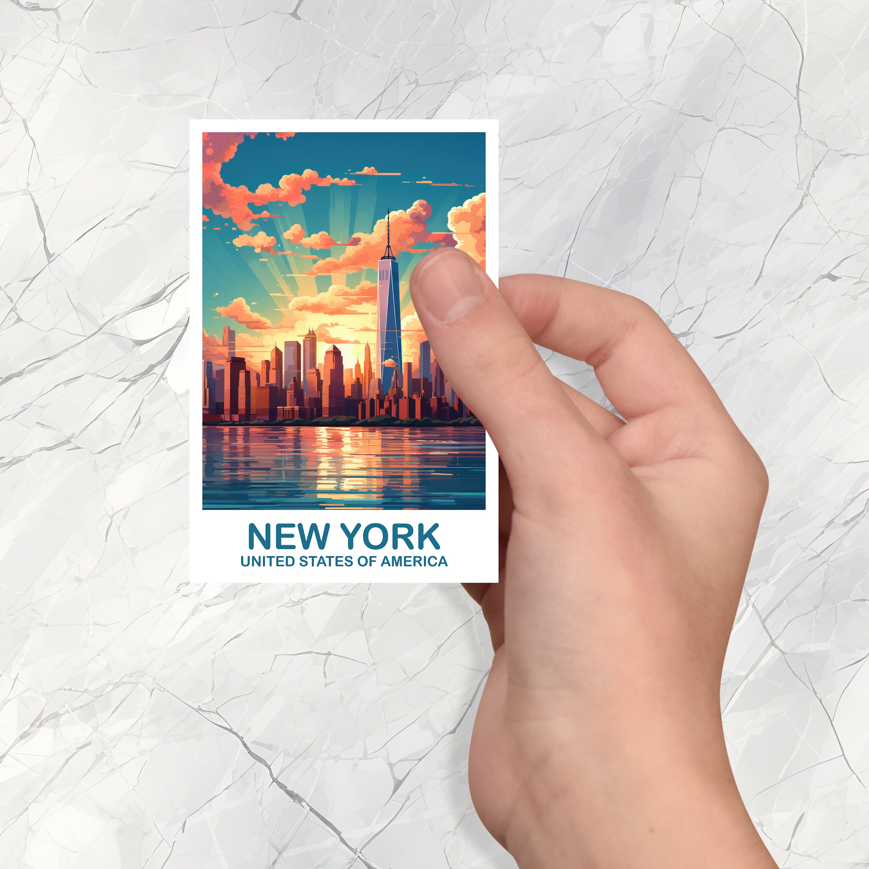 New York Travel Sticker, Manhattan Skyline Sticker, New York Sticker ...