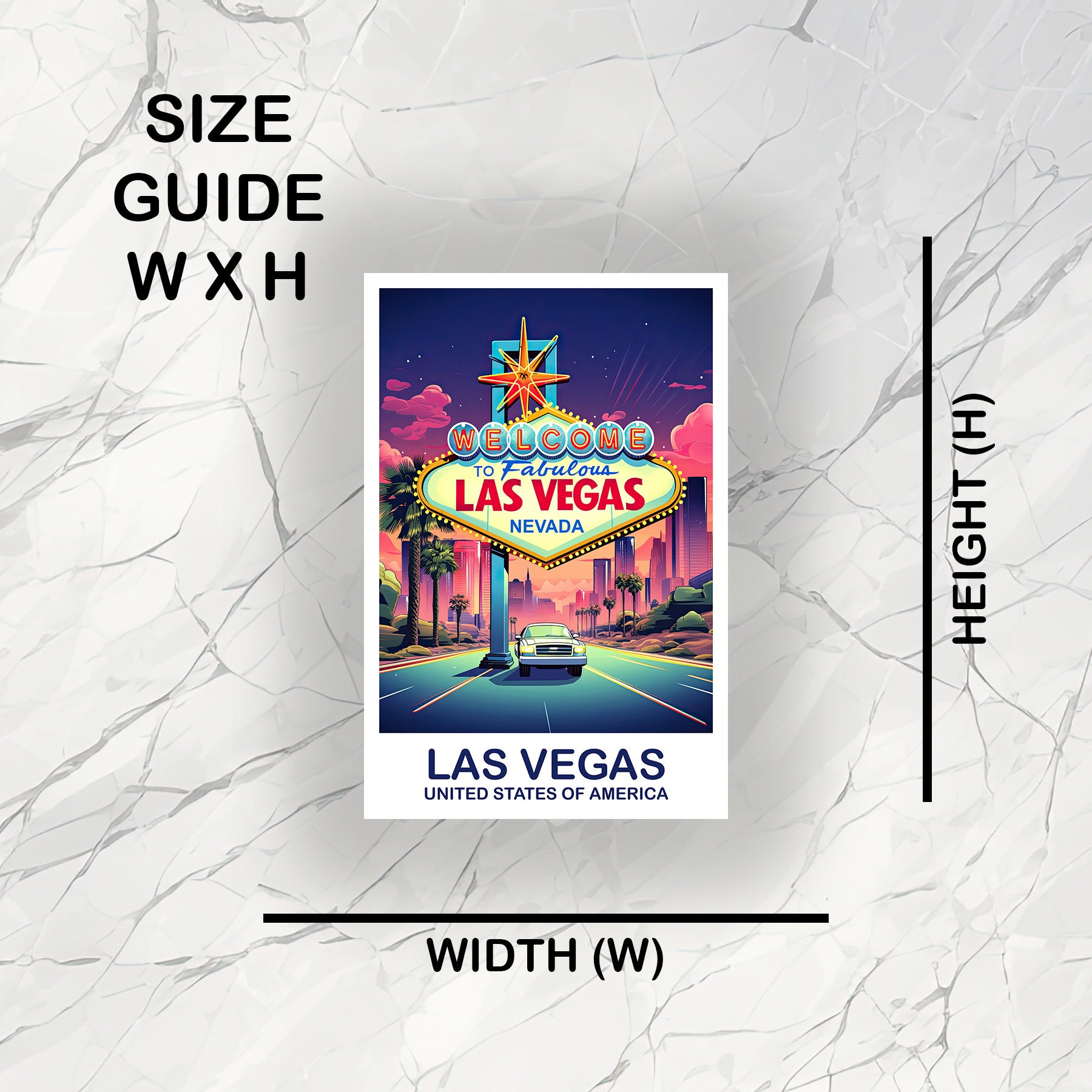 Las Vegas Travel Sticker, Las Vegas Sign Sticker, Las Vegas Art Sticker ...