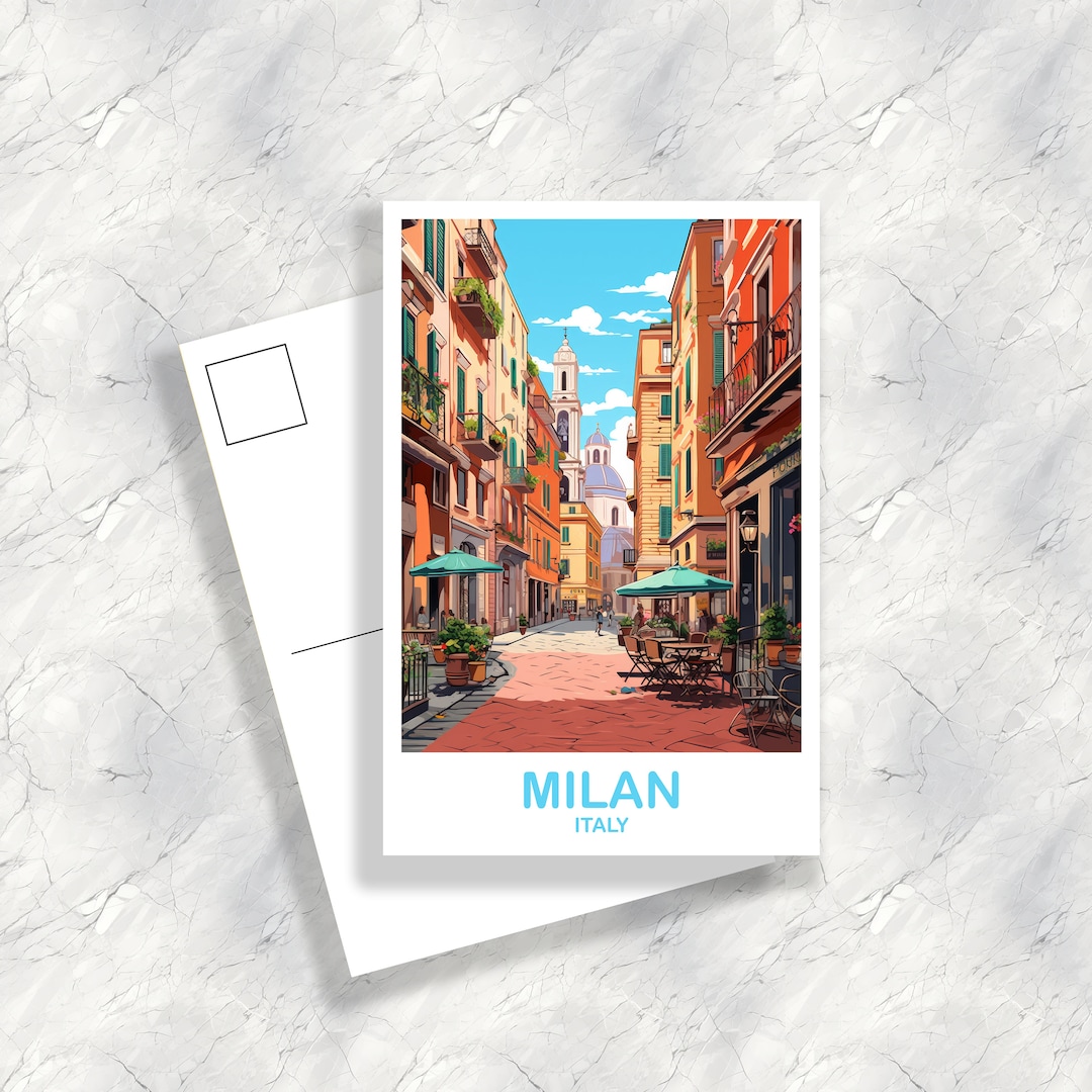 Milan Italy Travel Postcard, Milan Travel Art, Italy Postcard, Milan ...