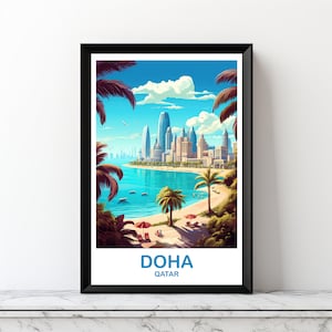 Doha Travel Wall Art, Doha Skyline, Doha Qatar Wall Art Poster, City ...