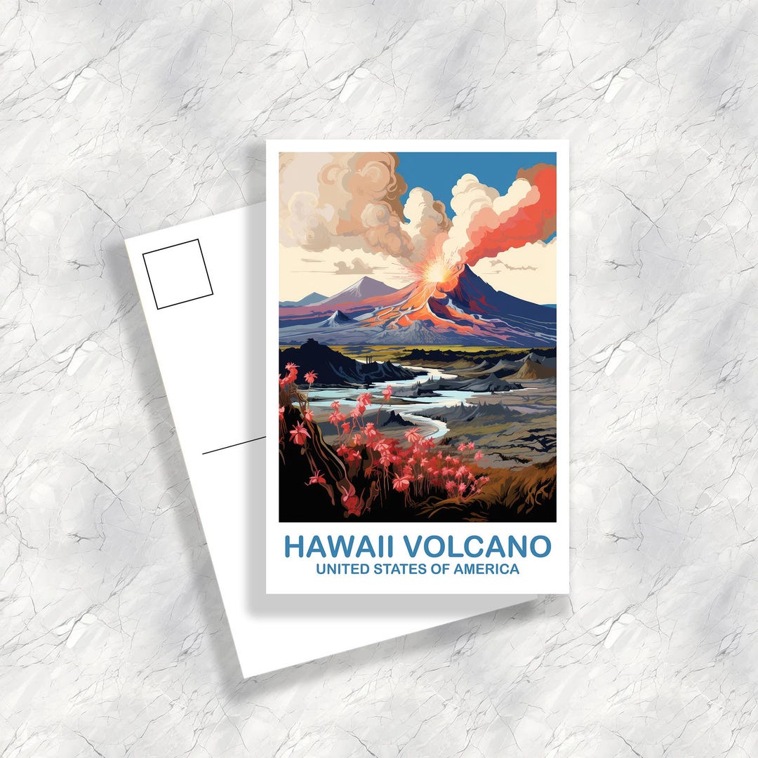 Hawaii Volcano National Park Postcard Art, Hawaii Travel Postcard Art ...