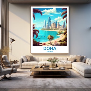 Doha Travel Wall Art, Doha Skyline, Doha Qatar Wall Art Poster, City ...