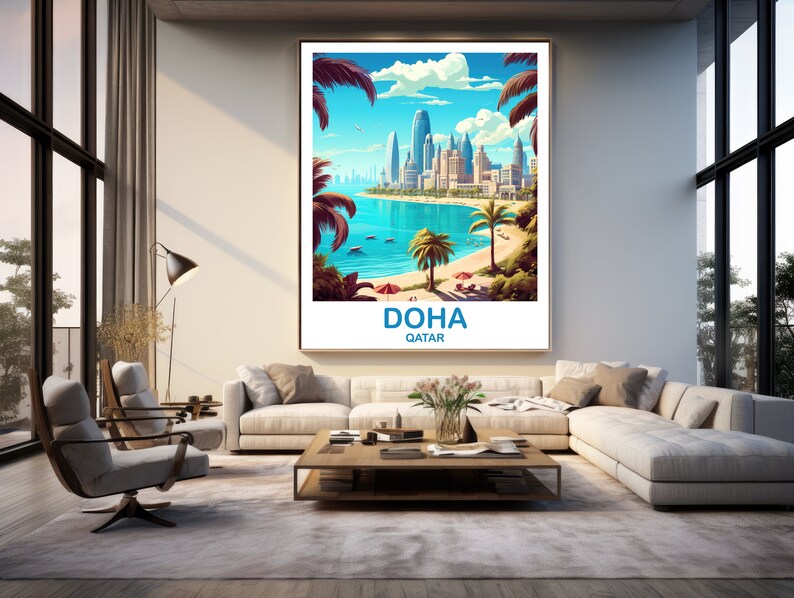Doha Travel Wall Art, Doha Skyline, Doha Qatar Wall Art Poster, City ...