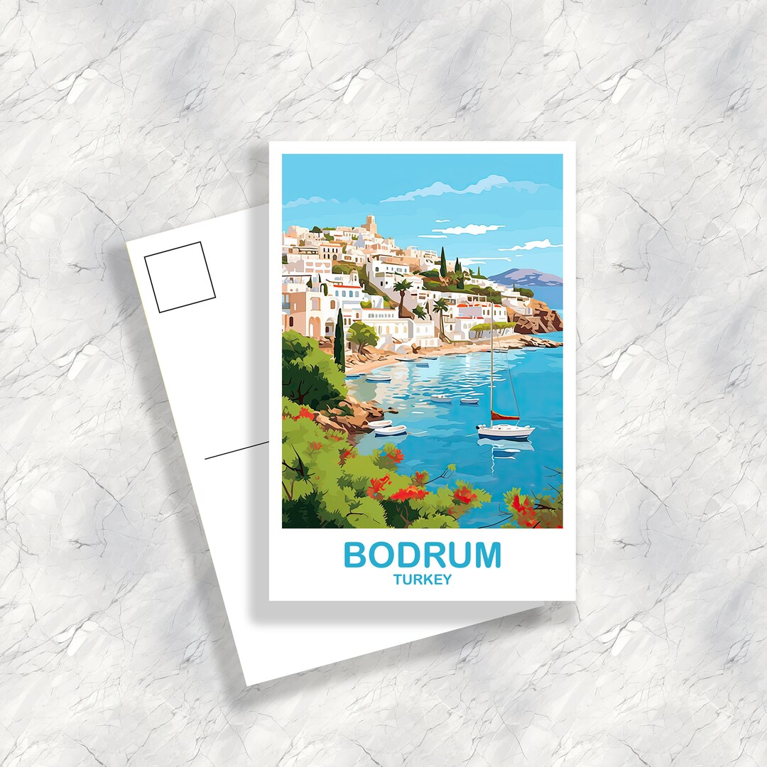 Bodrum Travel Postcard Art, Bodrum Turkey Postcard Art, Turkey Art ...