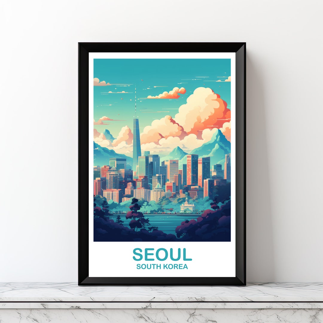 Seoul Korea Travel Poster, Seoul Skyline, Korea Wall Art Poster ...