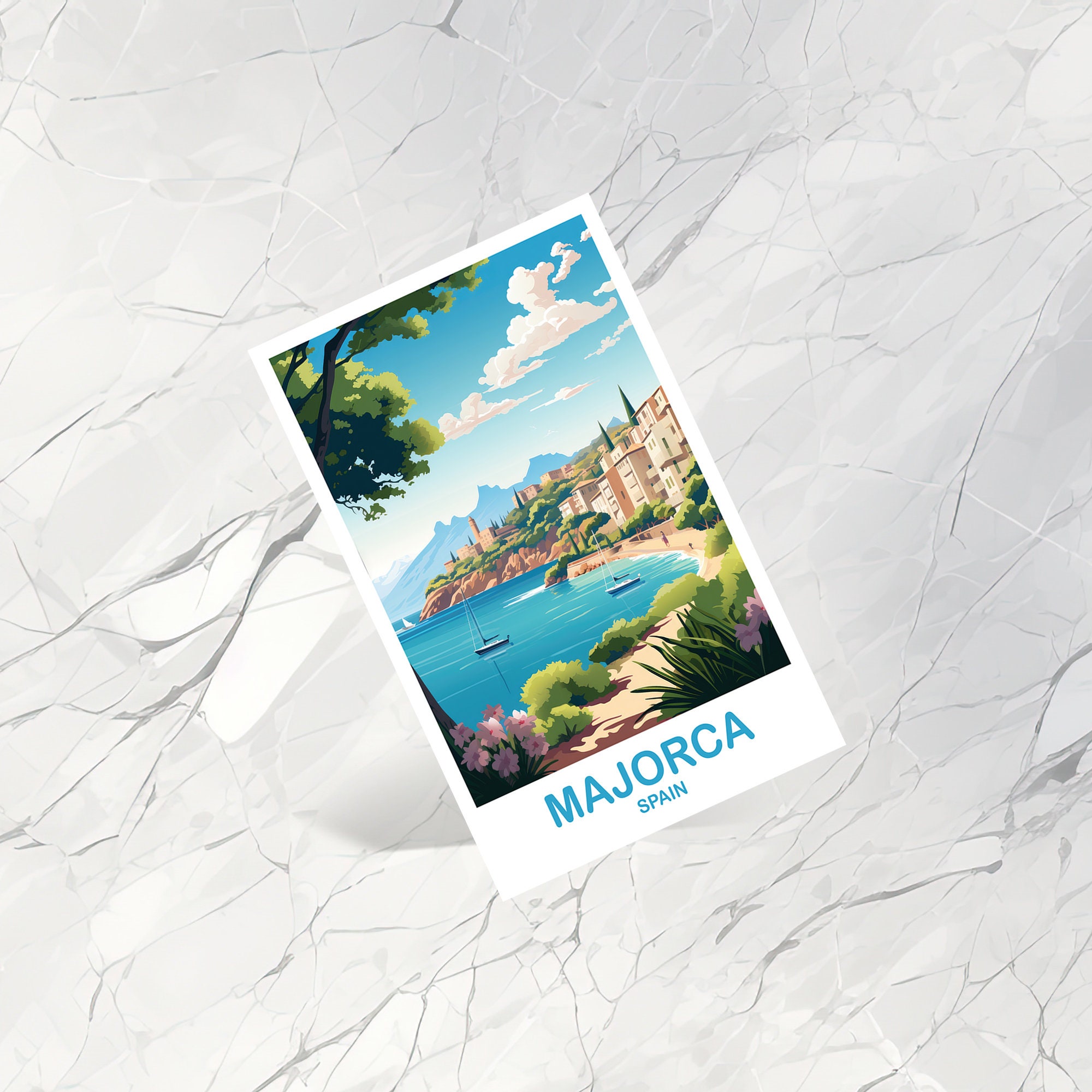 Majorca Spain Travel Postcard Art, Spain Travel Postcard, Majorca ...