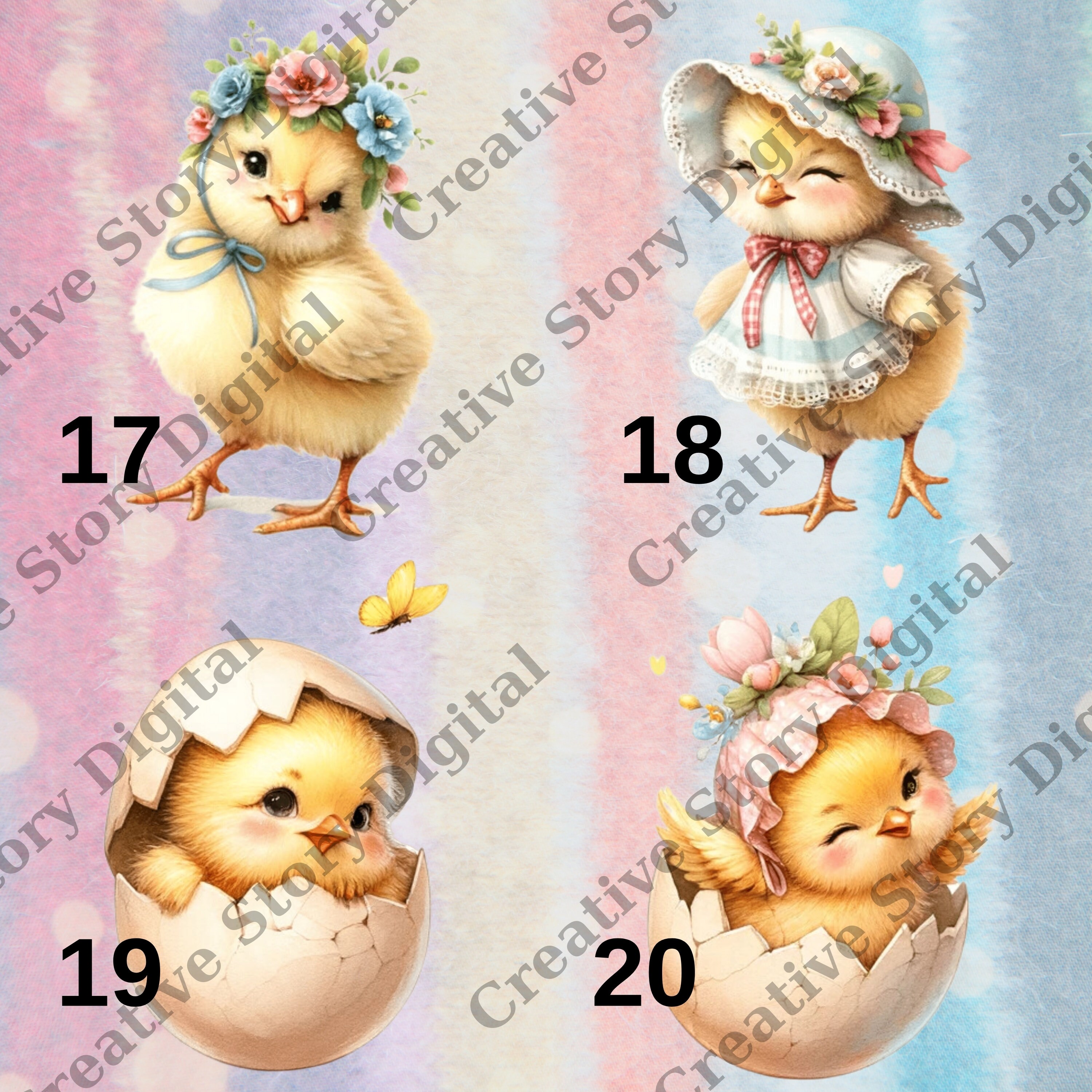 Watercolor Easter Bunny and Chick Clipart, Easter Bundle, Cute Baby ...