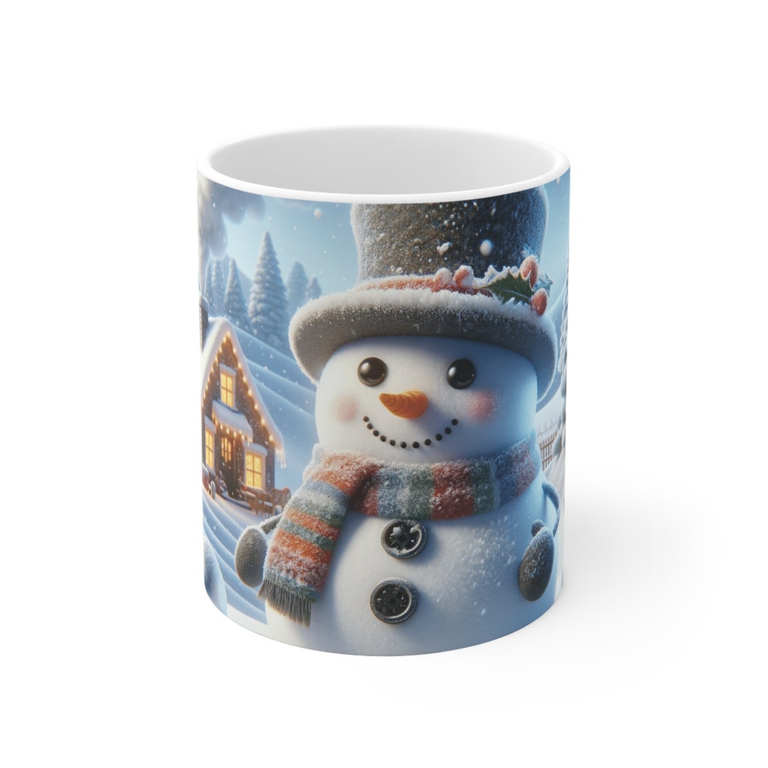 3D Snowman Mug Design, 3D Snow Mug Wrap, Xmas Snow Mug Wrap ...