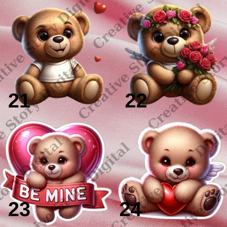 Valentines Day 3D Teddy Bear Clipart, Classroom Valentines, Cute Bear ...