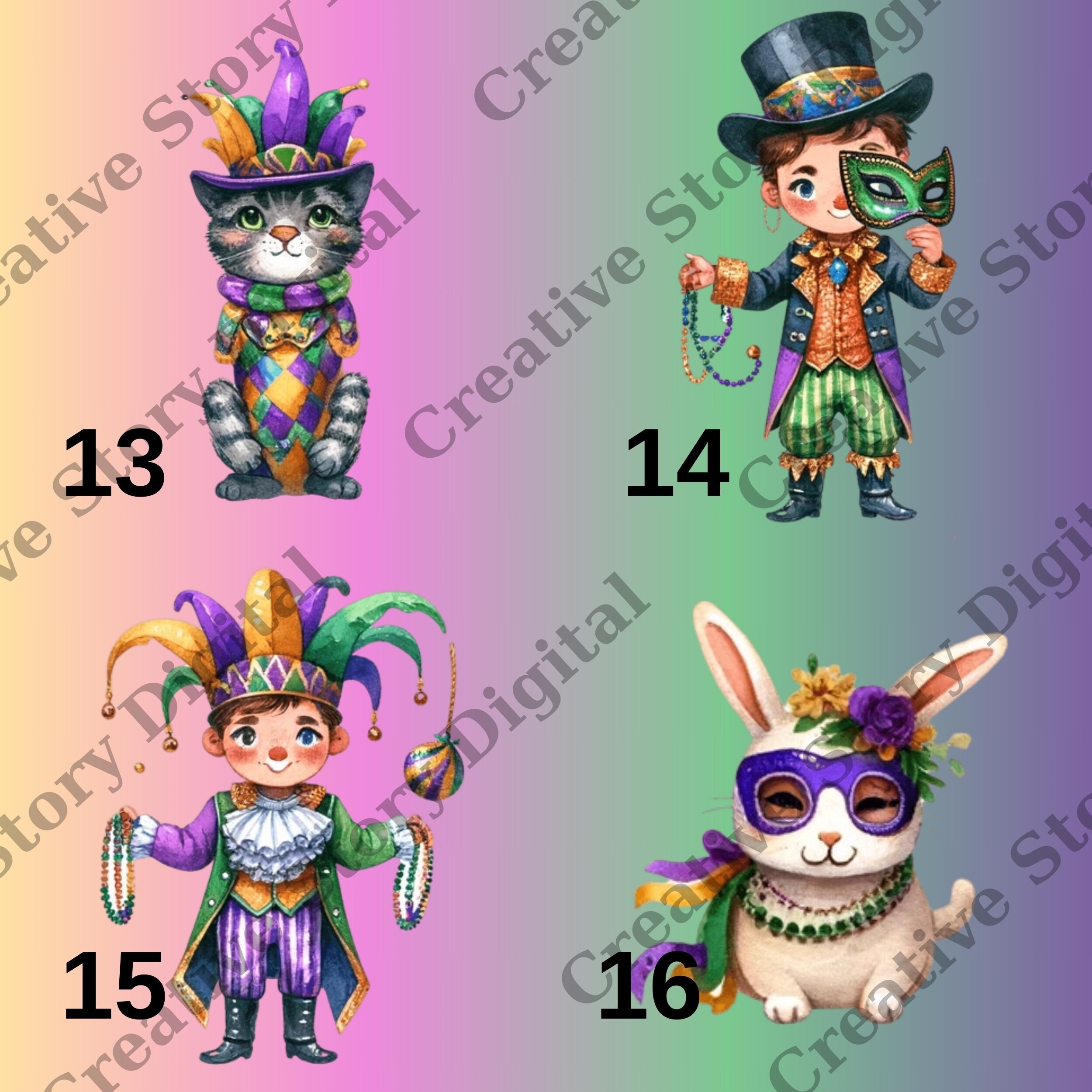 Watercolor Mardi Gras PNG Sublimation Design Bundle Clipart, Happy ...