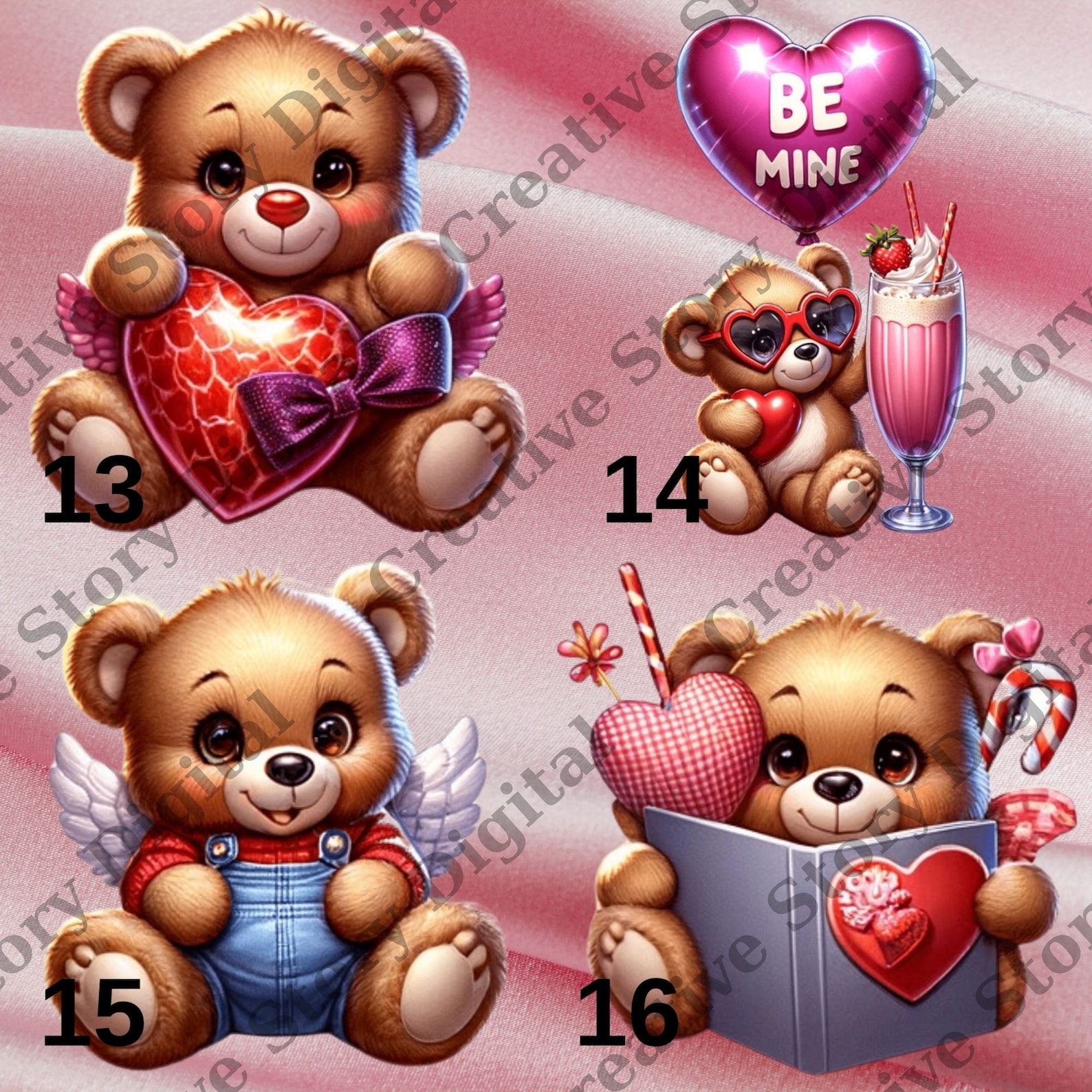 Valentines Day 3D Teddy Bear Clipart, Classroom Valentines, Cute Bear ...