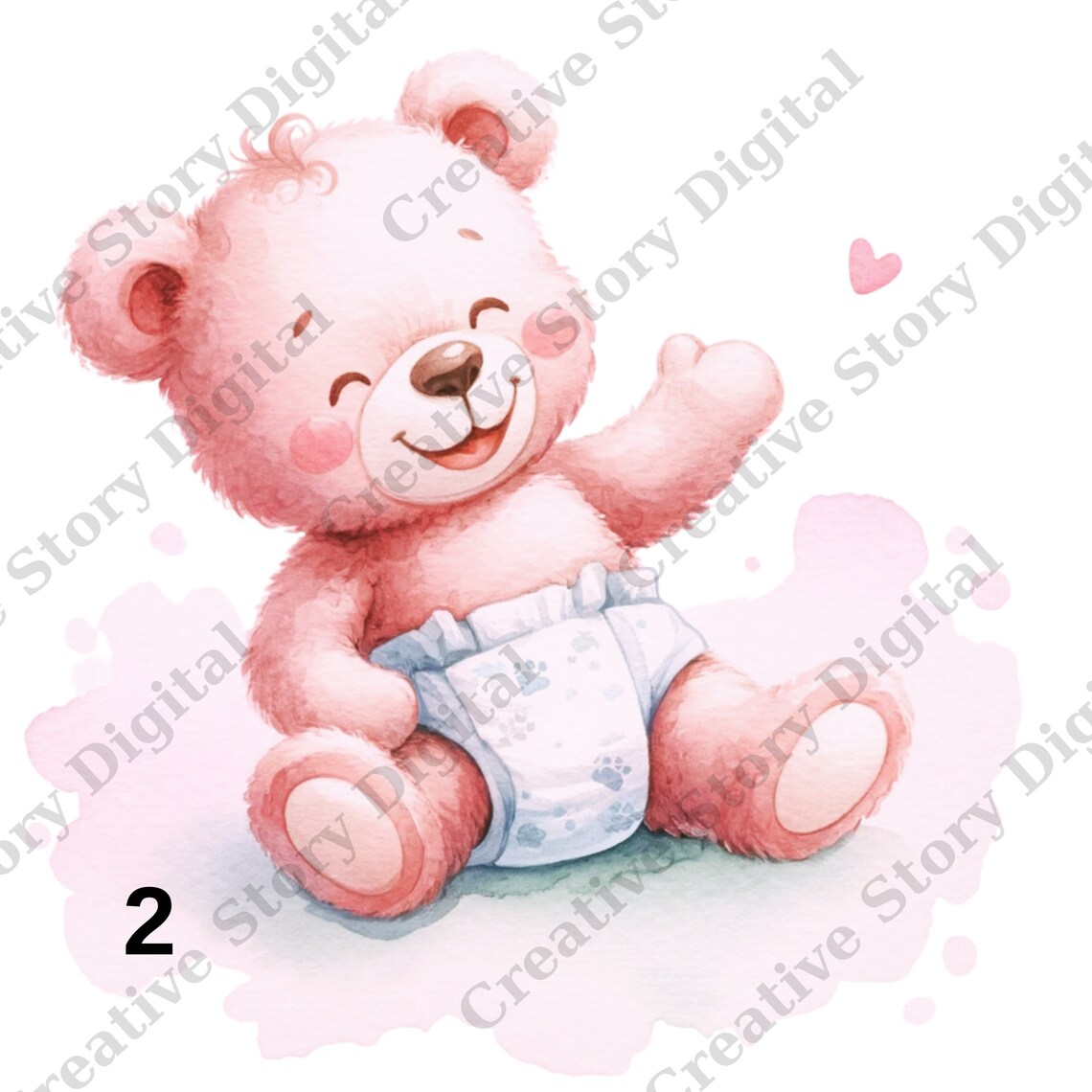 Baby Pink Watercolor Teddy Bear Clipart, Sleeping Teddy Bears, Baby ...
