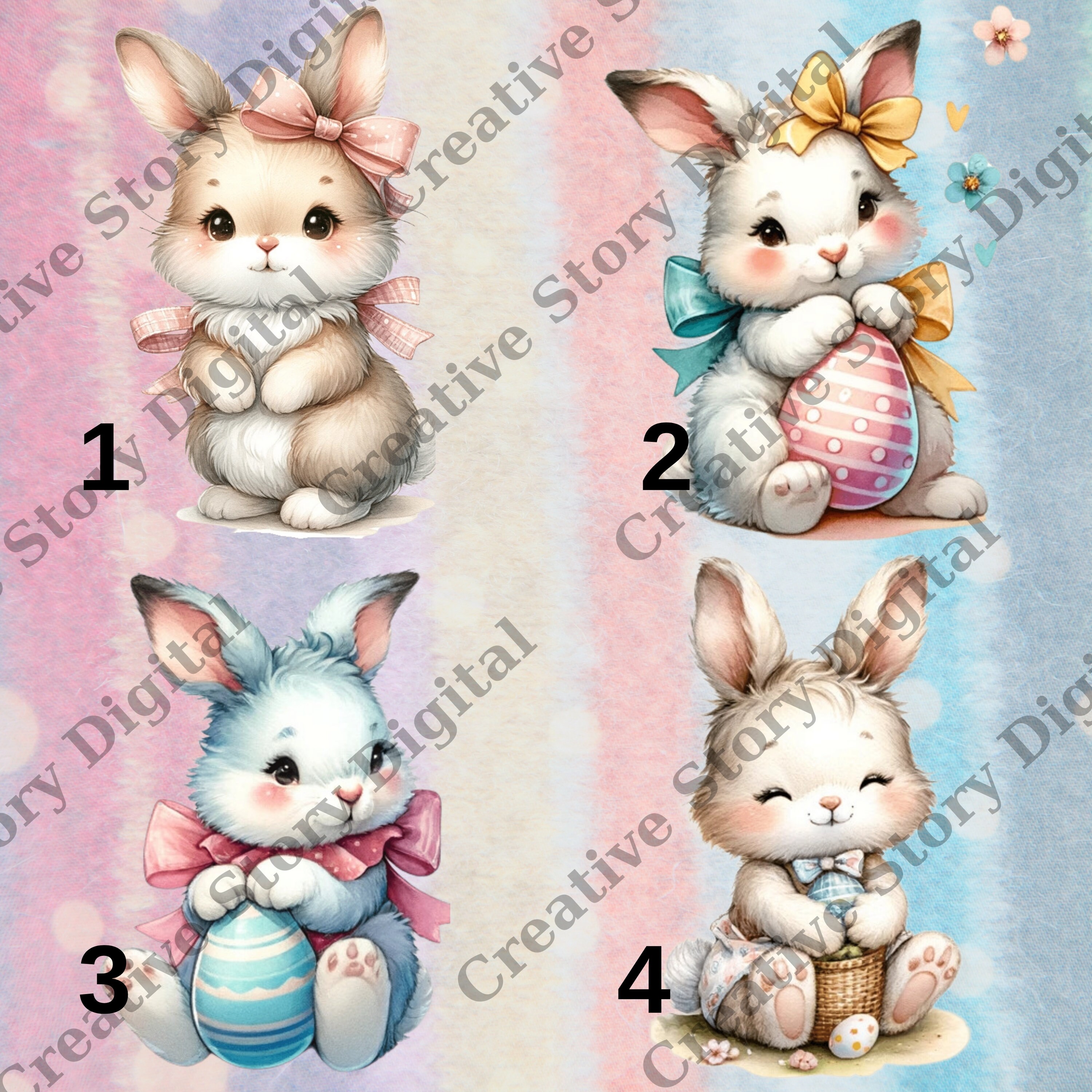 Watercolor Easter Bunny and Chick Clipart, Easter Bundle, Cute Baby ...