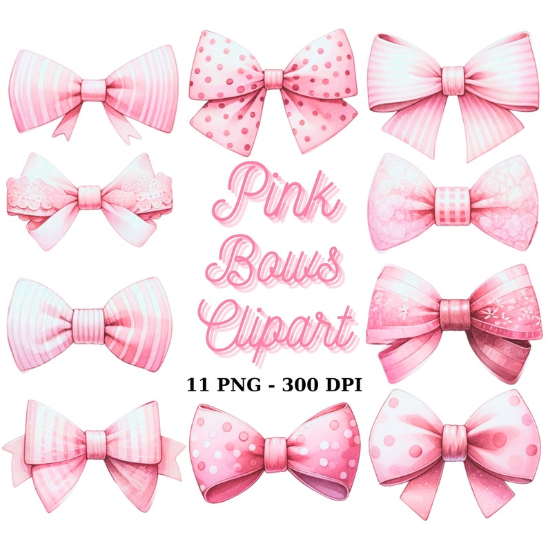 Watercolor Pastel Pink Bows Clipart PNG Pastel Ribbon Bow, Silk Bow ...
