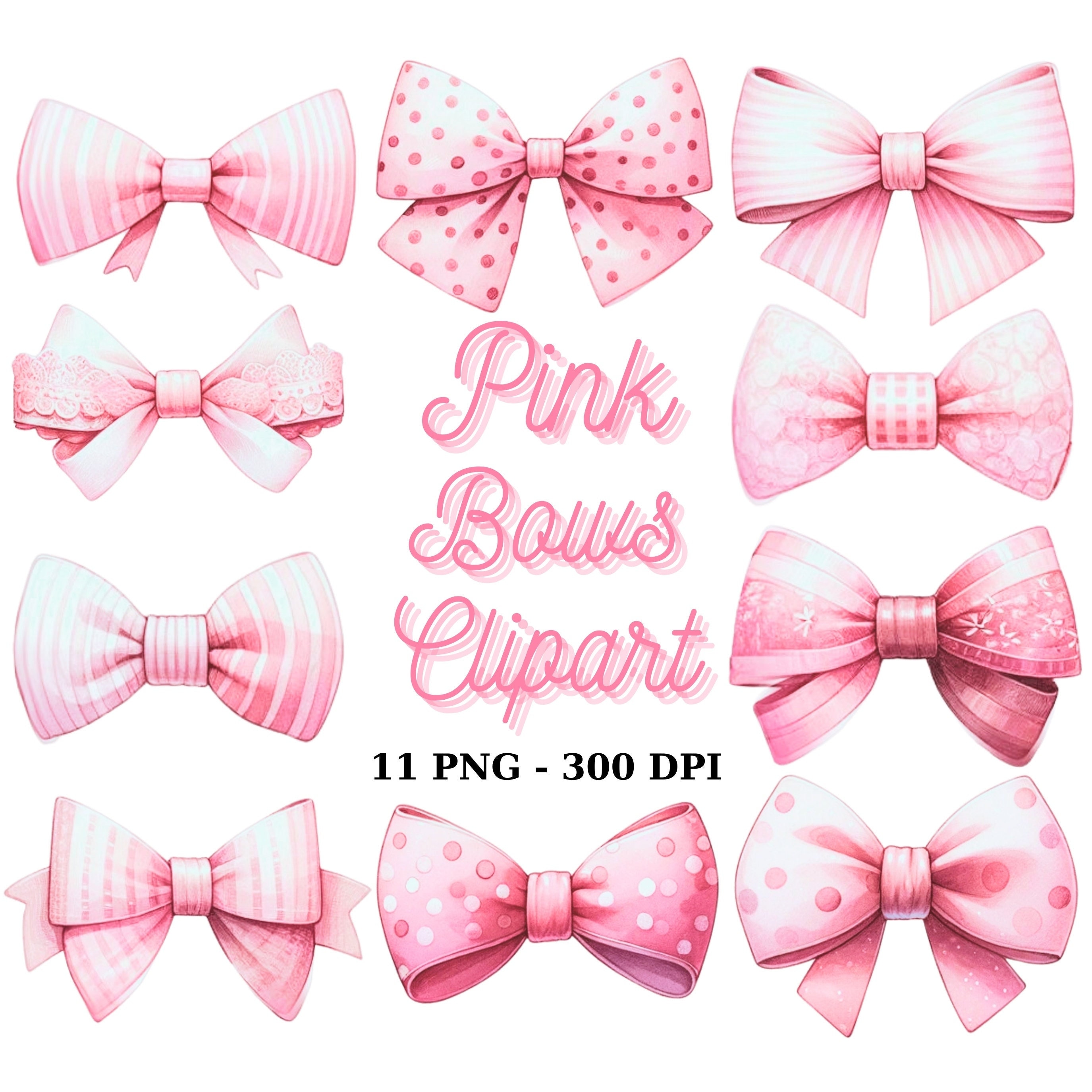 Watercolor Pastel Pink Bows Clipart PNG Pastel Ribbon Bow, Silk Bow ...