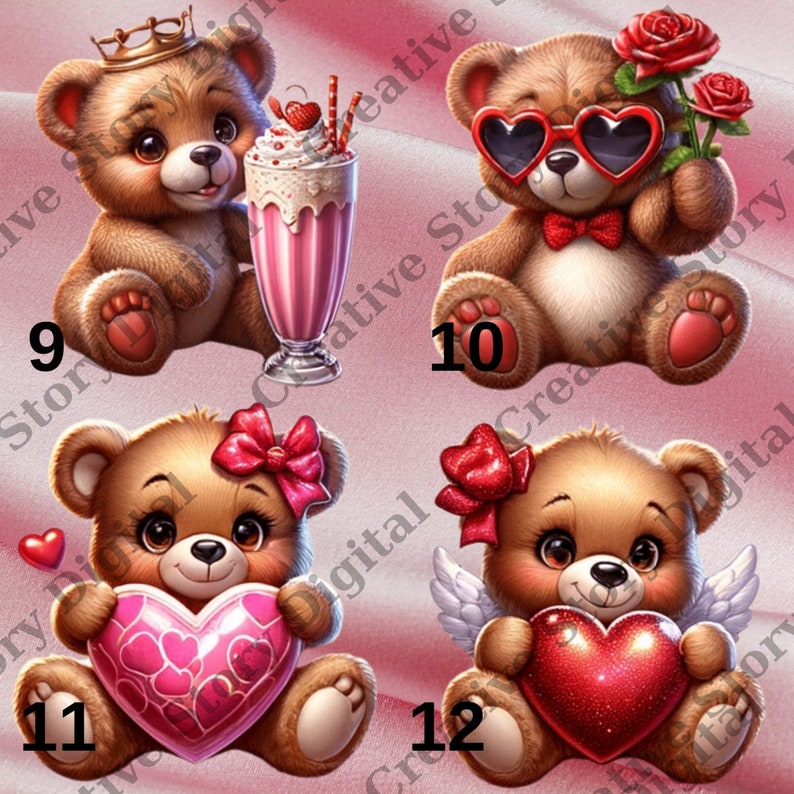 Valentines Day 3D Teddy Bear Clipart, Classroom Valentines, Cute Bear ...