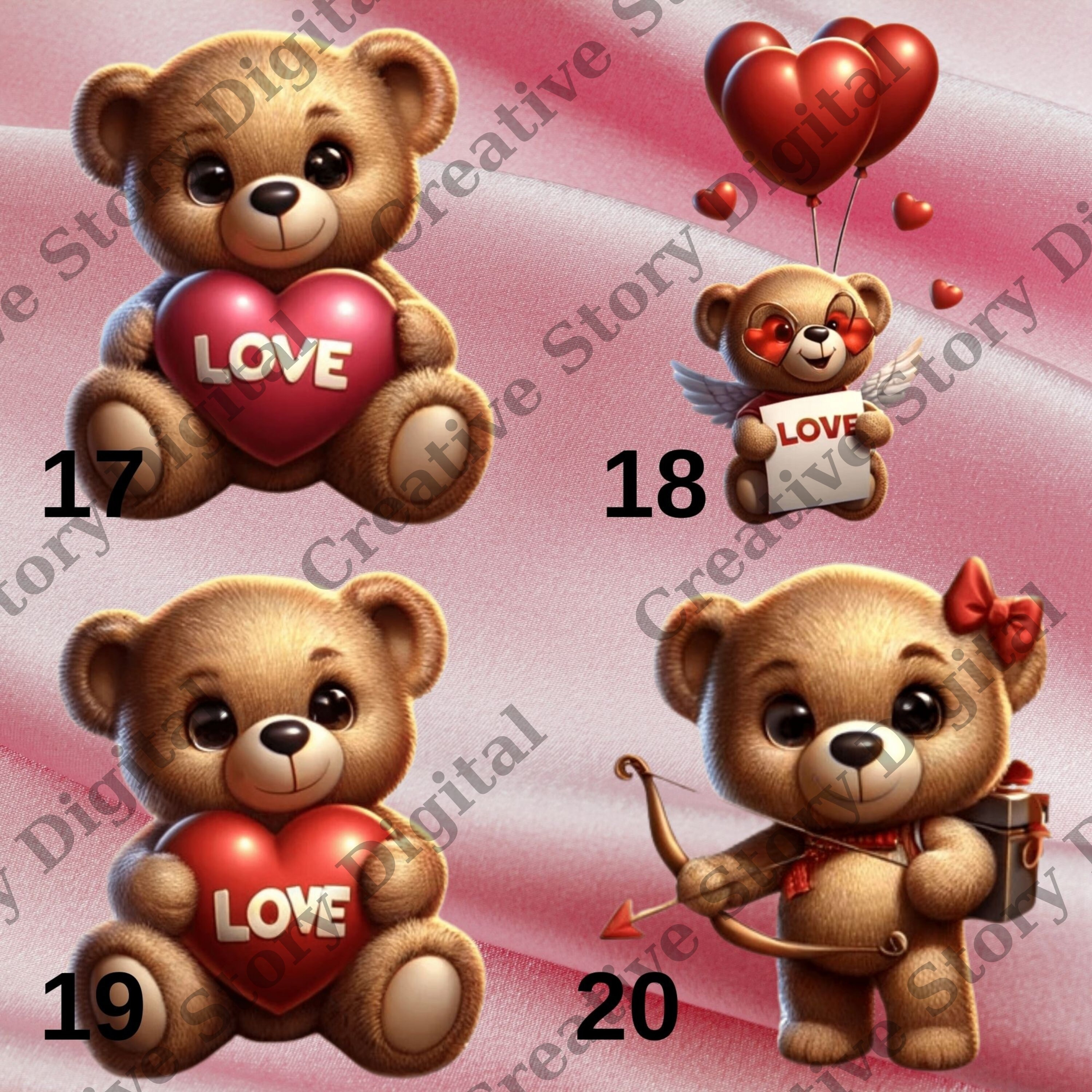 Valentines Day 3D Teddy Bear Clipart, Classroom Valentines, Cute Bear ...