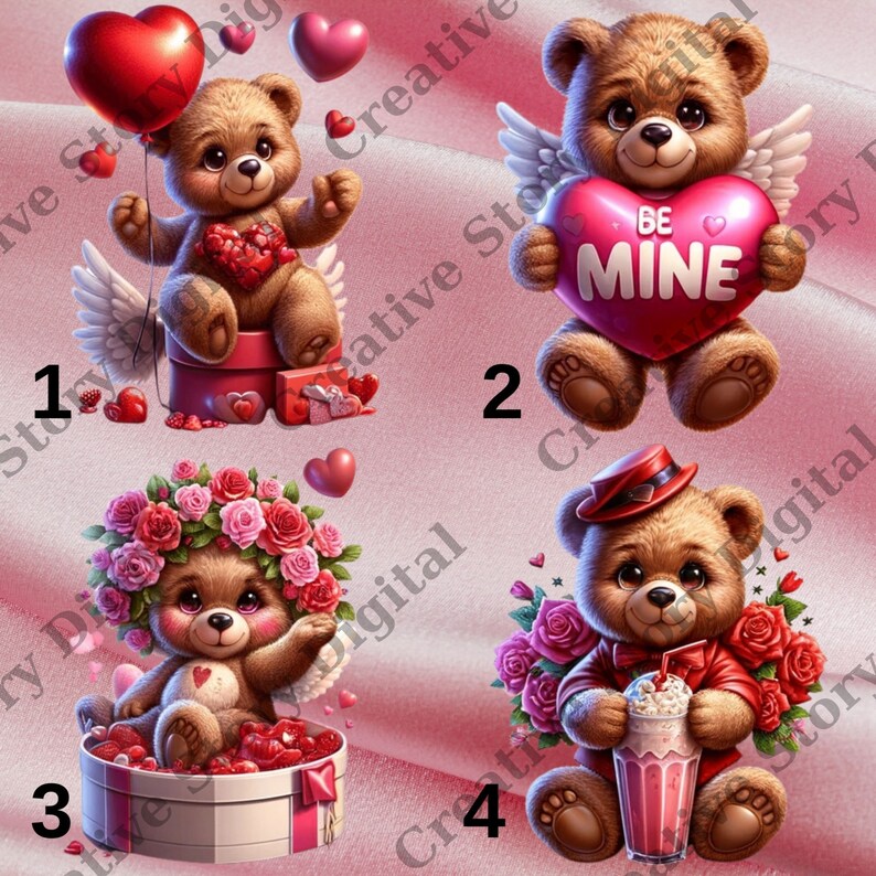 Valentines Day 3D Teddy Bear Clipart, Classroom Valentines, Cute Bear ...