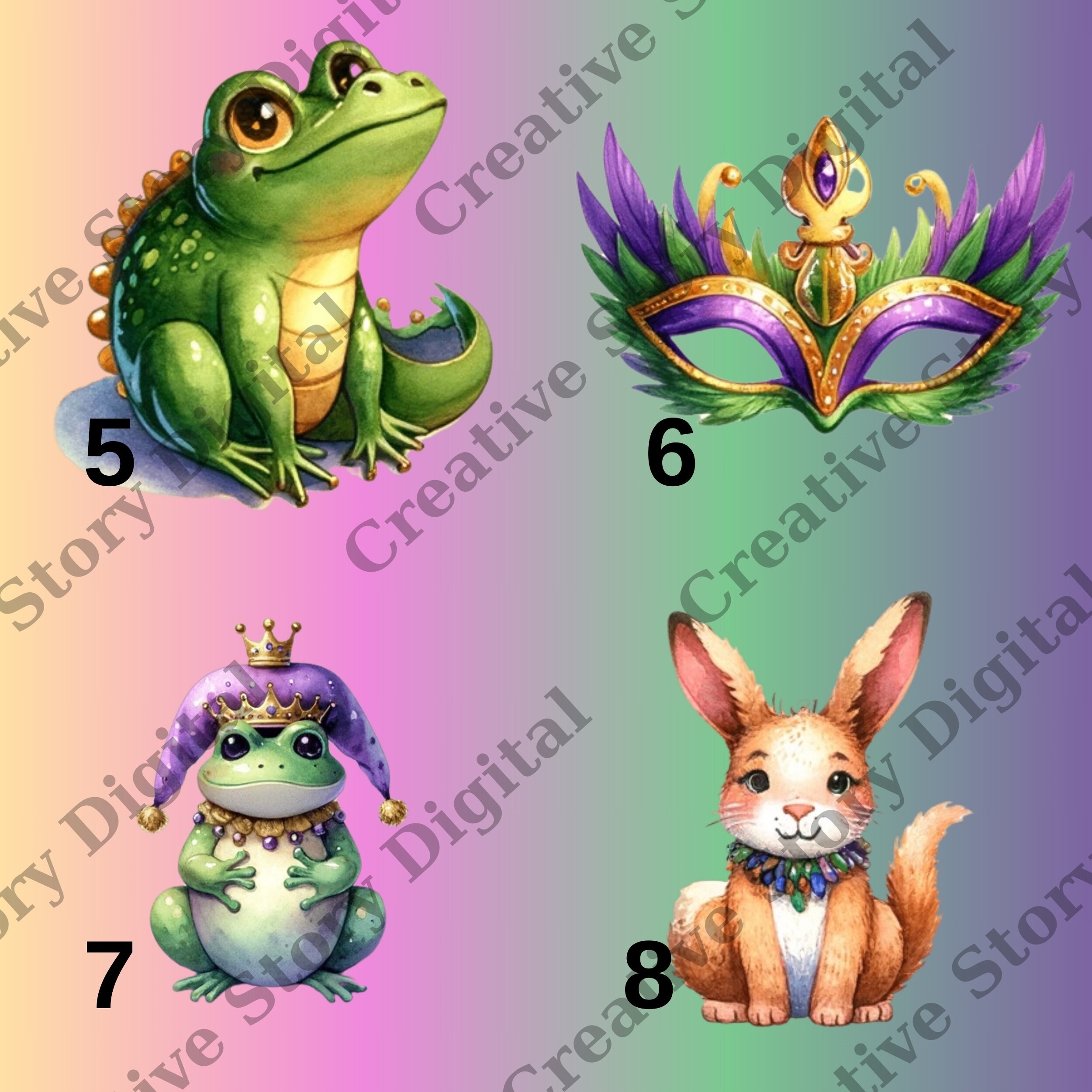 Watercolor Mardi Gras PNG Sublimation Design Bundle Clipart, Happy ...