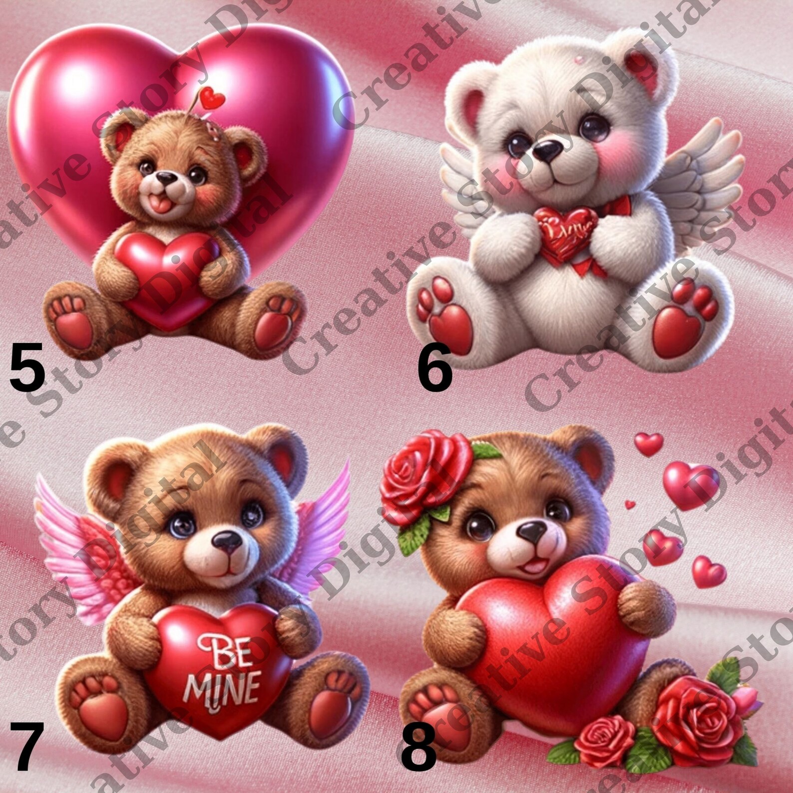 Valentines Day 3D Teddy Bear Clipart, Classroom Valentines, Cute Bear ...