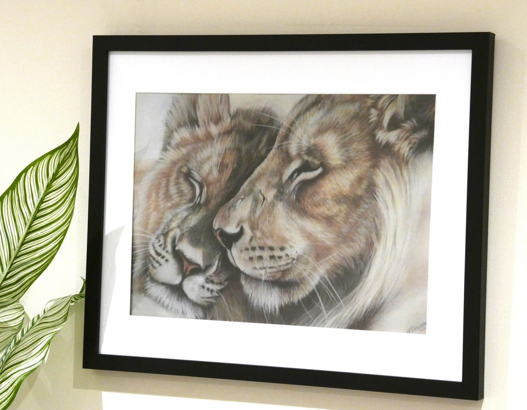 Lion and Lioness Print Colour - Etsy