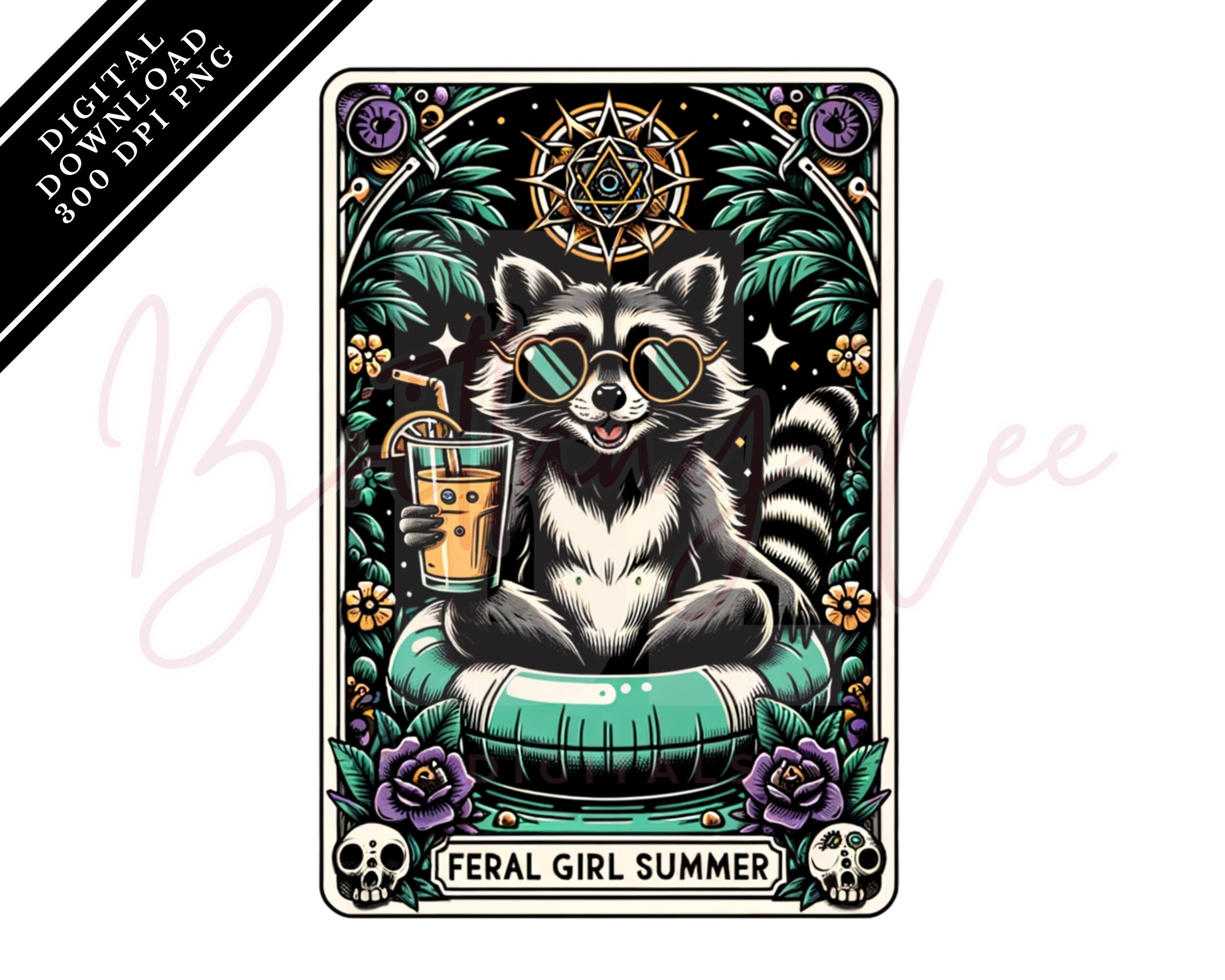 Feral Girl Summer PNG, Tarot Card Sublimation Design, Adult Humor ...