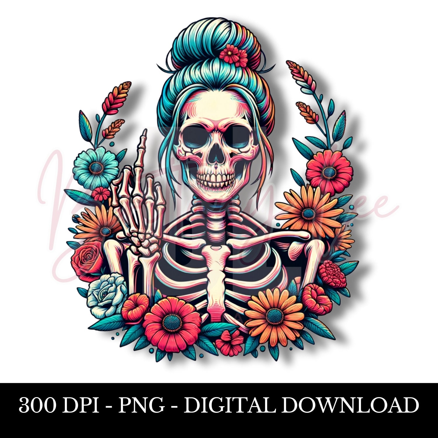 Middle Finger PNG, Woman Skeleton, Flowers, Funny, Adult Humor ...