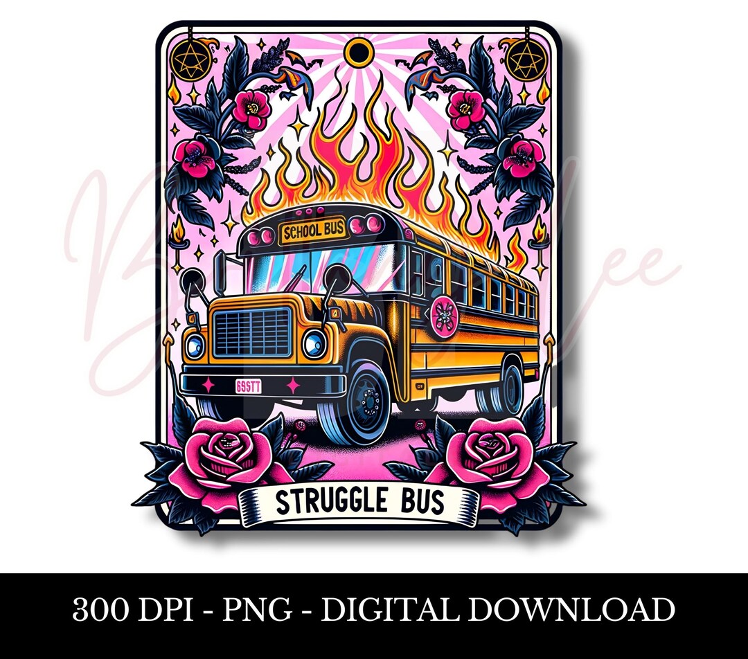 Struggle Bus PNG, Tarot Card Sublimation Design, Adult Humor, Pastel ...
