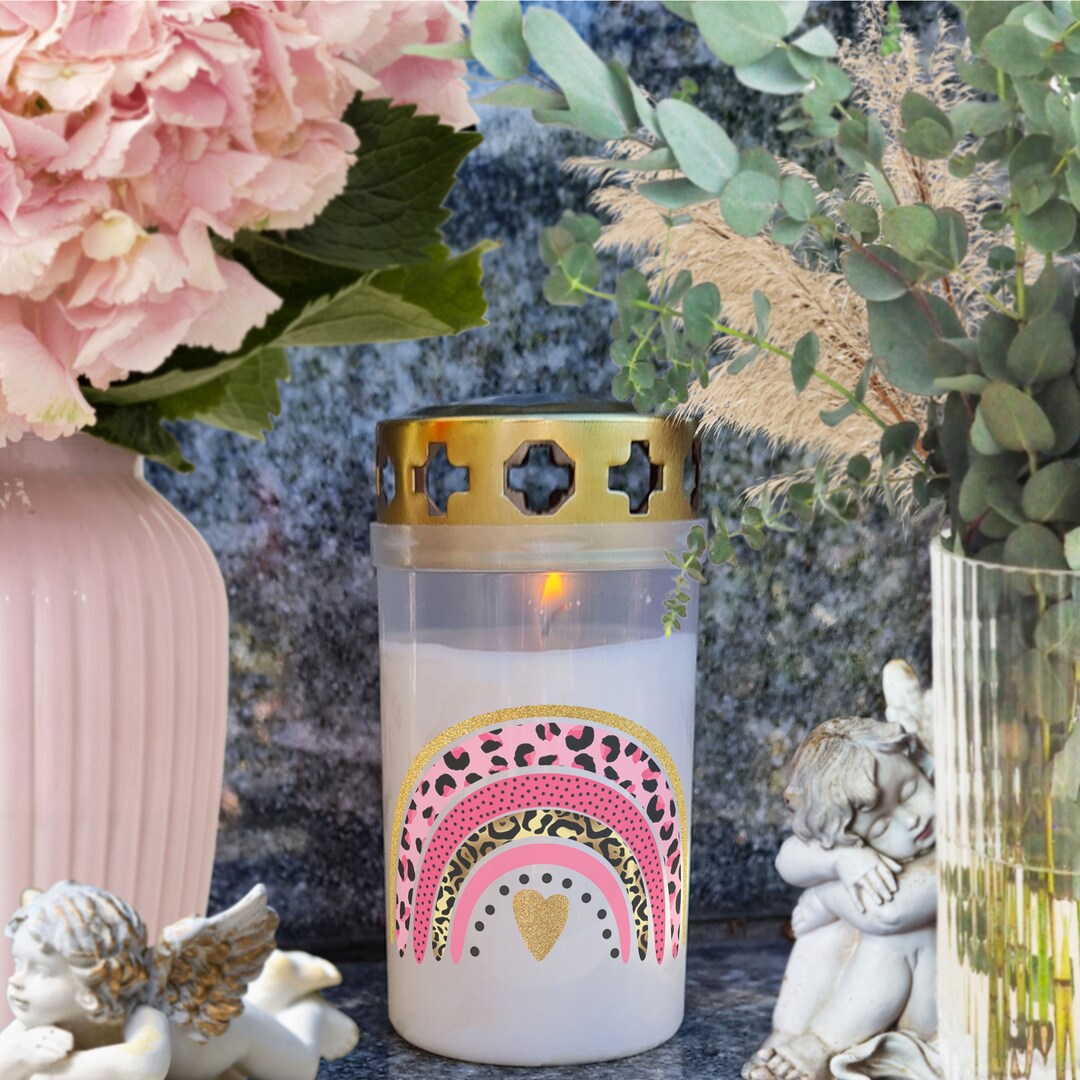 Grave Candle With Rainbow Personalized for Children 26 Star Child Grave Decoration Grave ...