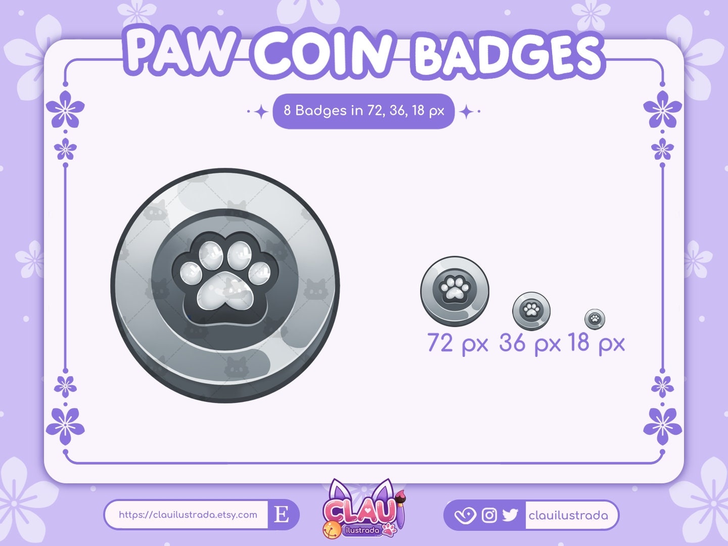 Paw Coin Badges for Twitch/ Youtube/ Discord / Cute Badges / Cat Badges ...