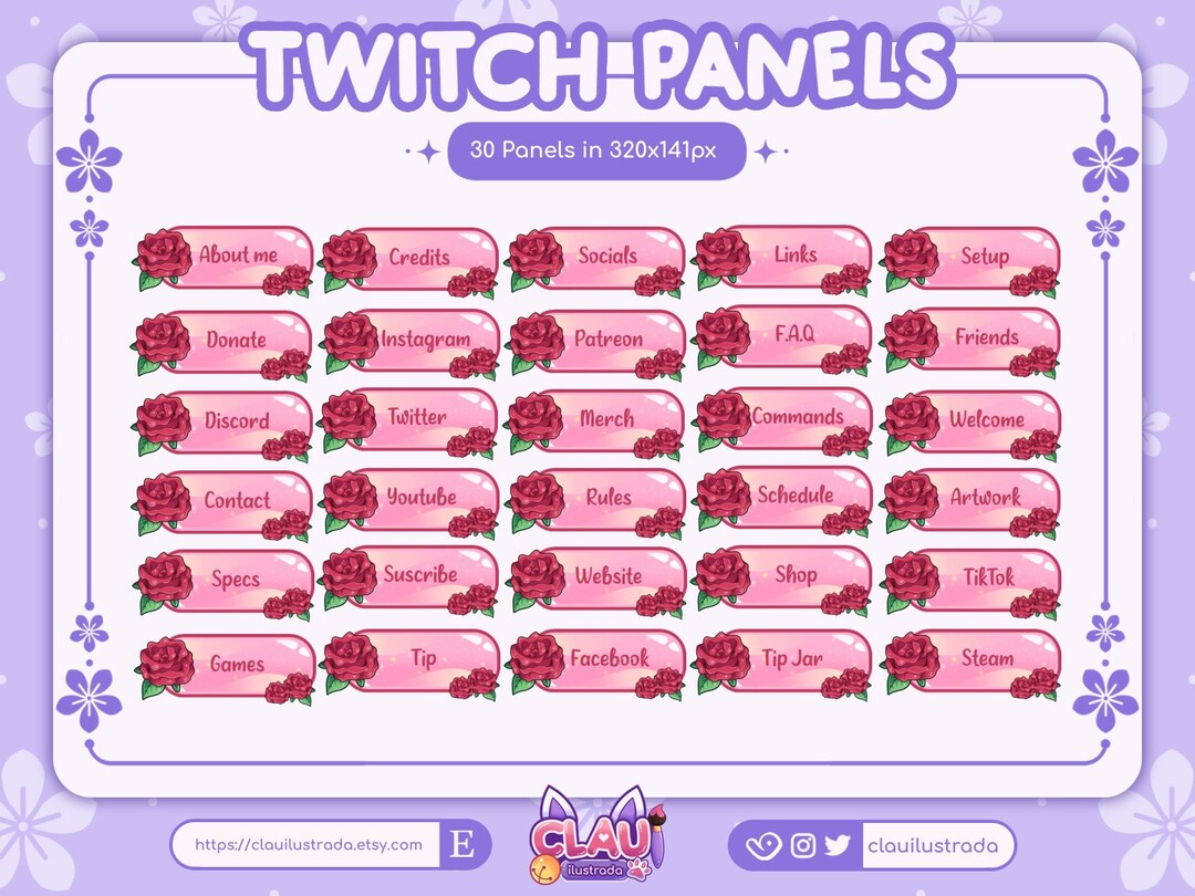 Flowers Twitch Panels Twitch Panel Cute Custom Twitch Panel Twitch Graphics - Etsy