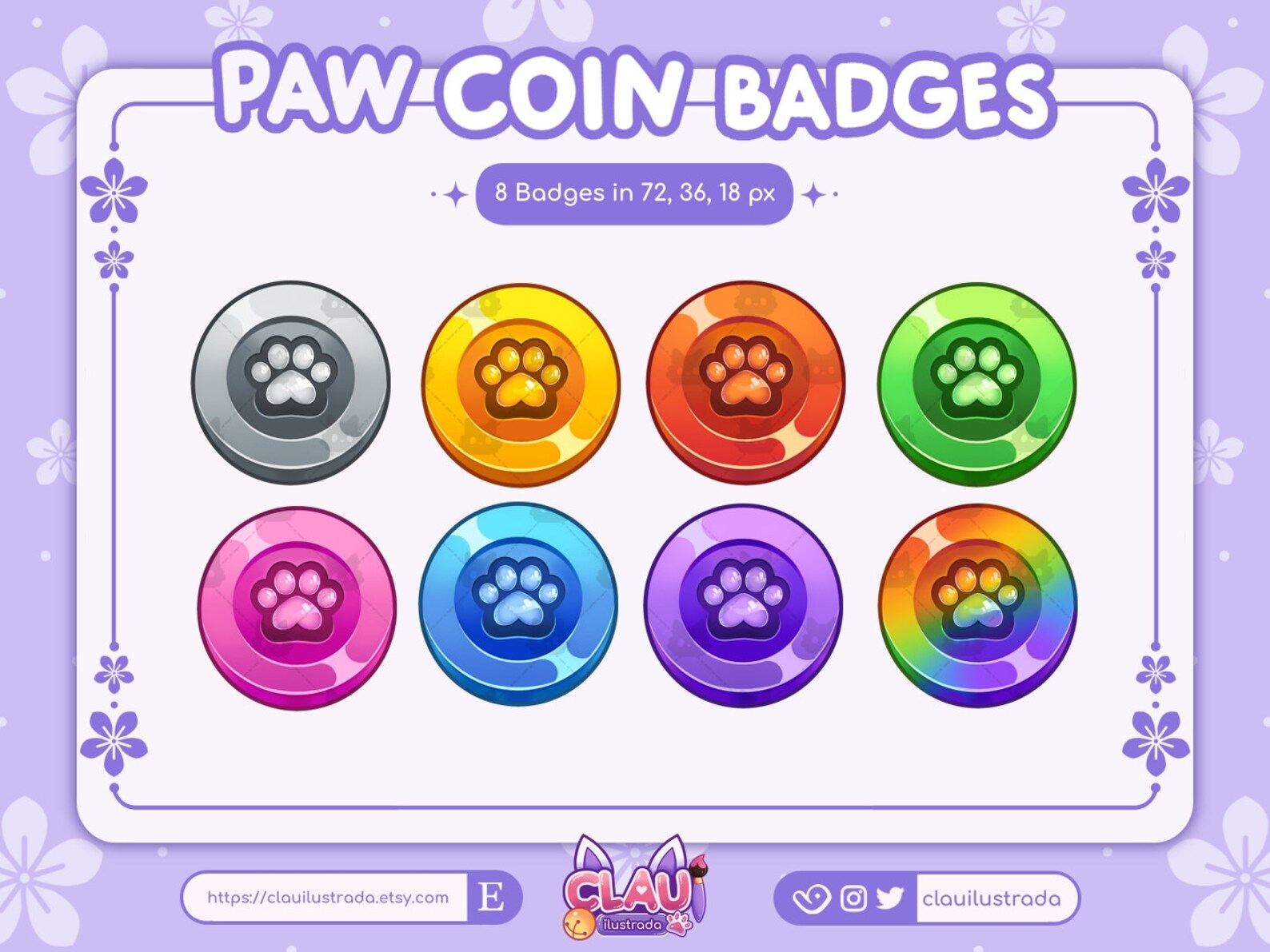 Paw Coin Badges for Twitch/ Youtube/ Discord / Cute Badges / Cat Badges ...