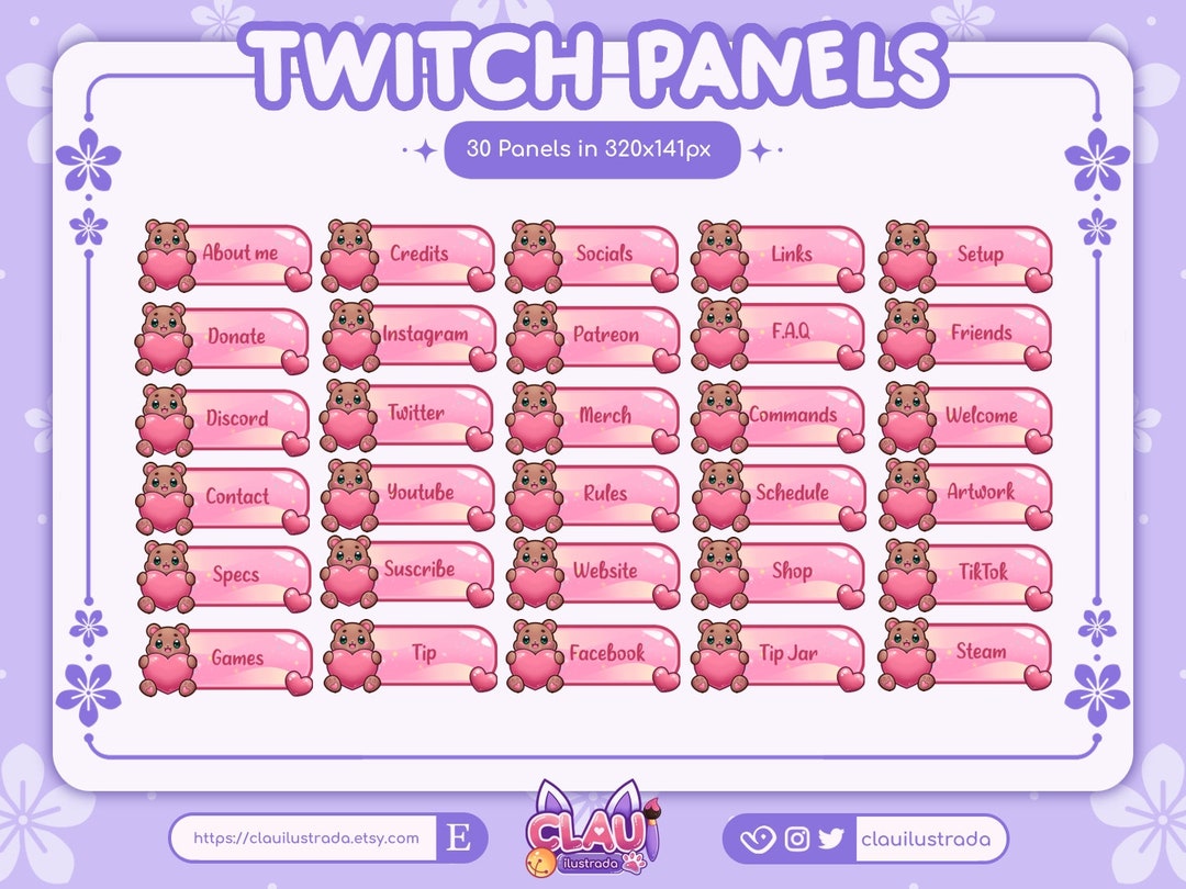 Teddy Bear Twitch Panels Cute Twitch Panel Custom Twitch Panel Twitch ...