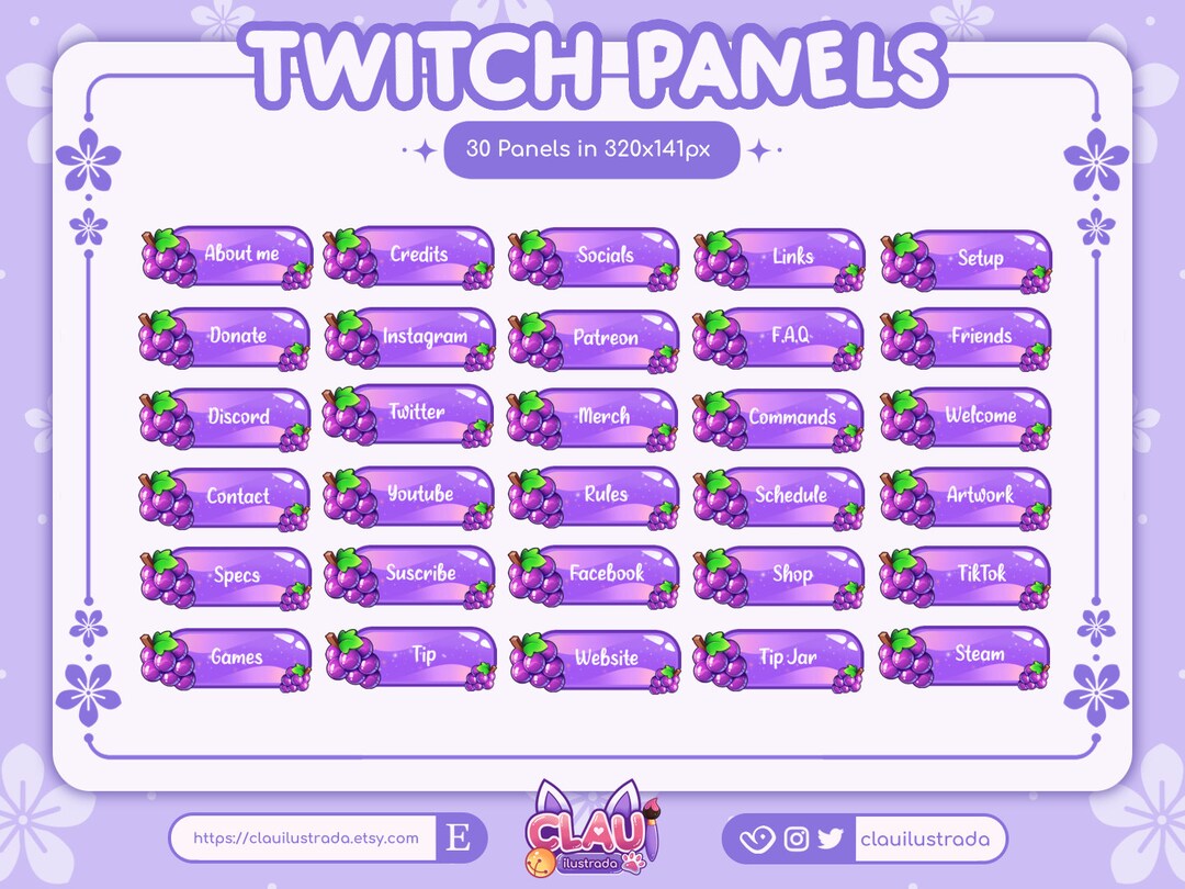 Grapes Twitch Panels Twitch Panel Cute Custom Twitch Panel Twitch ...