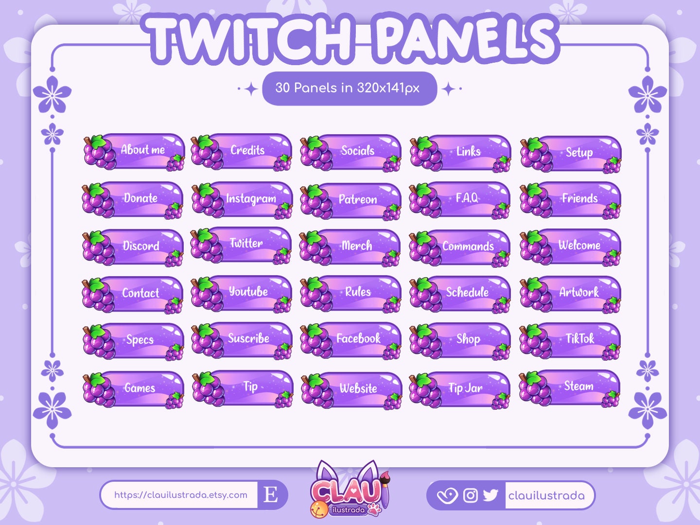 Grapes Twitch Panels Twitch Panel Cute Custom Twitch Panel Twitch ...